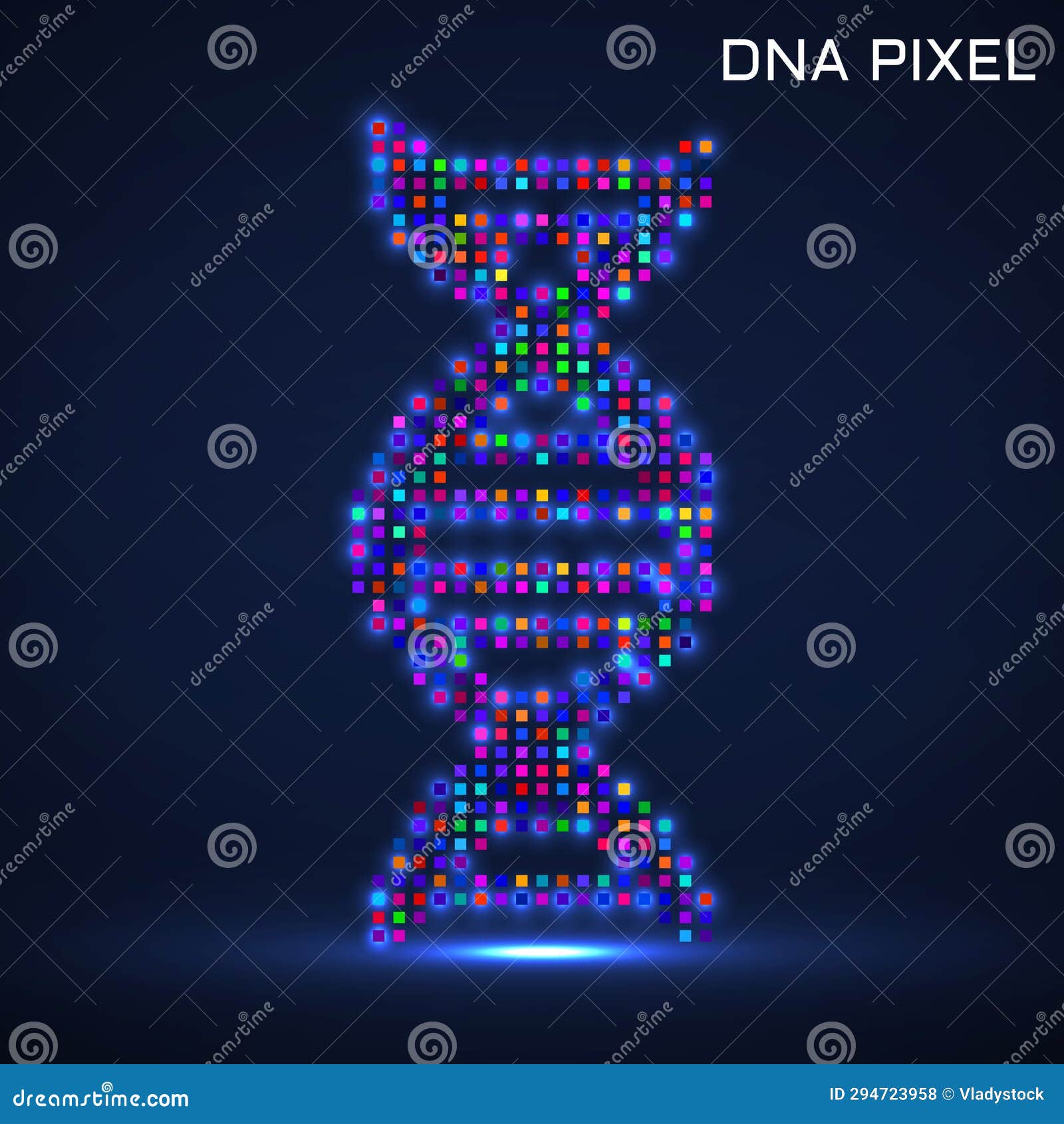 Abstract Pixelated Neon DNA, Glowing Science Logo Stock Vector ...