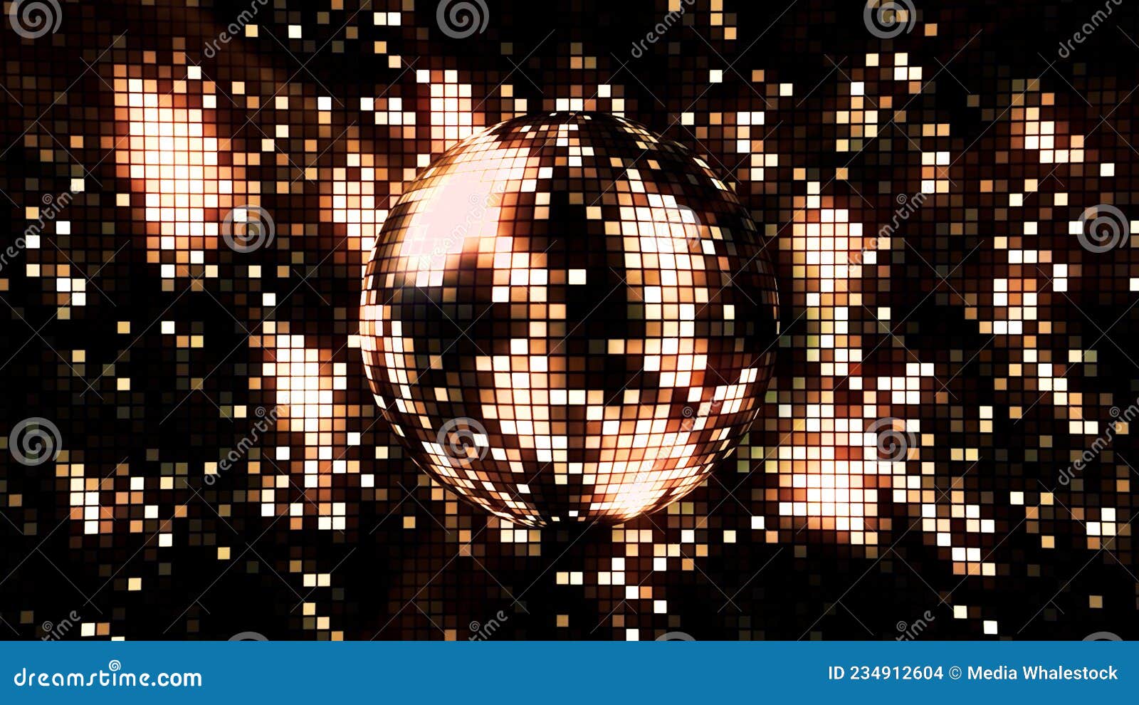Abstract Pixelated Spinning Bright Sphere with the Million of Glowing ...