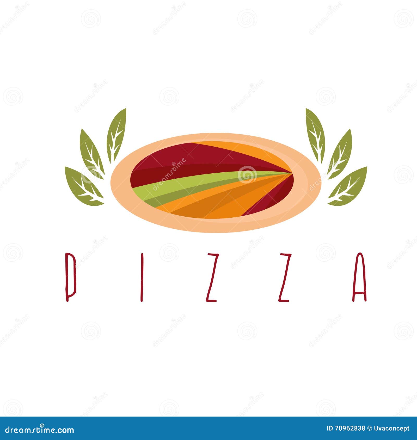 Abstract Pizza with Leaves Vector Template Stock Vector - Illustration ...