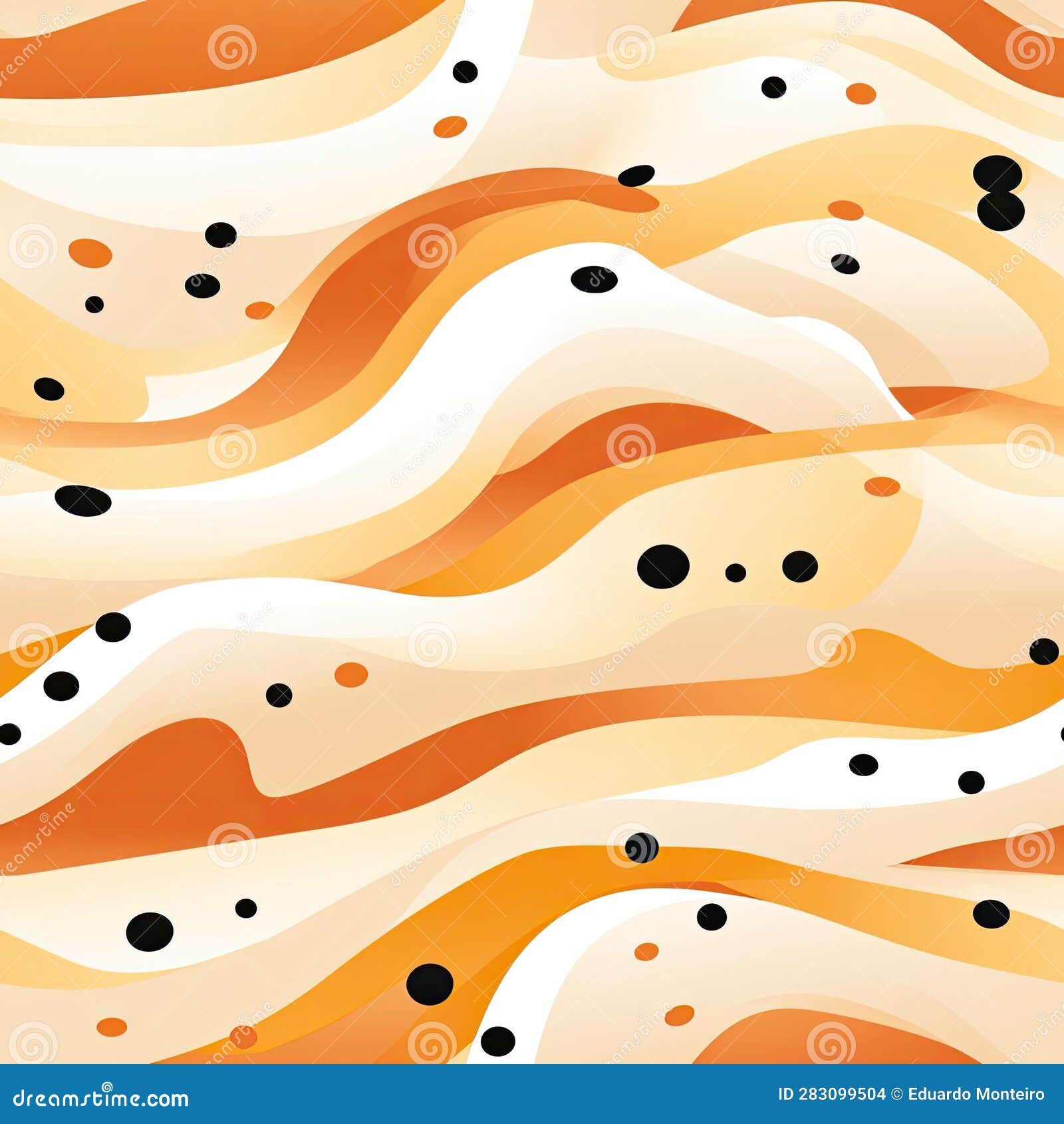 Abstract Pizza Pattern on an Orange Background with Flowing Lines ...