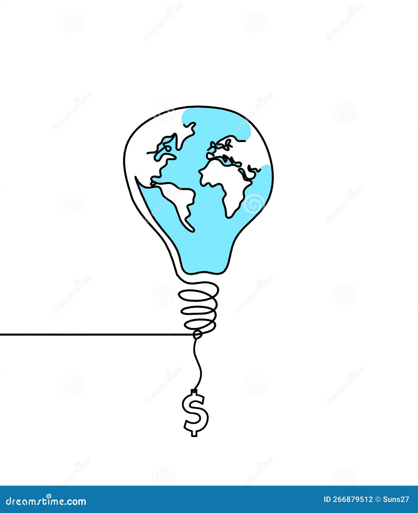 Abstract Planet Earth in Light Bulb As Line Drawing on White Stock ...
