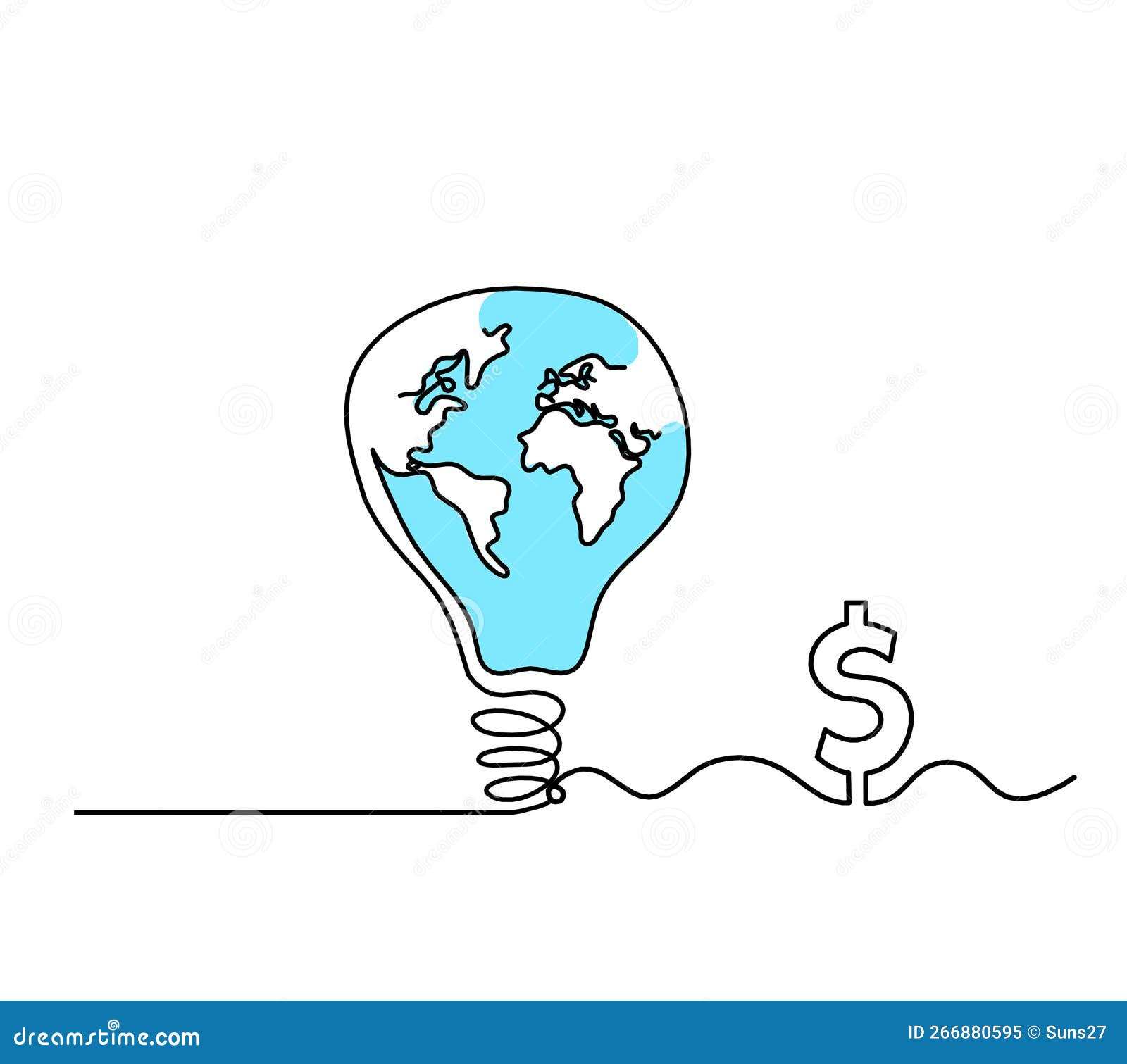 Abstract Planet Earth in Light Bulb As Line Drawing on White Stock ...