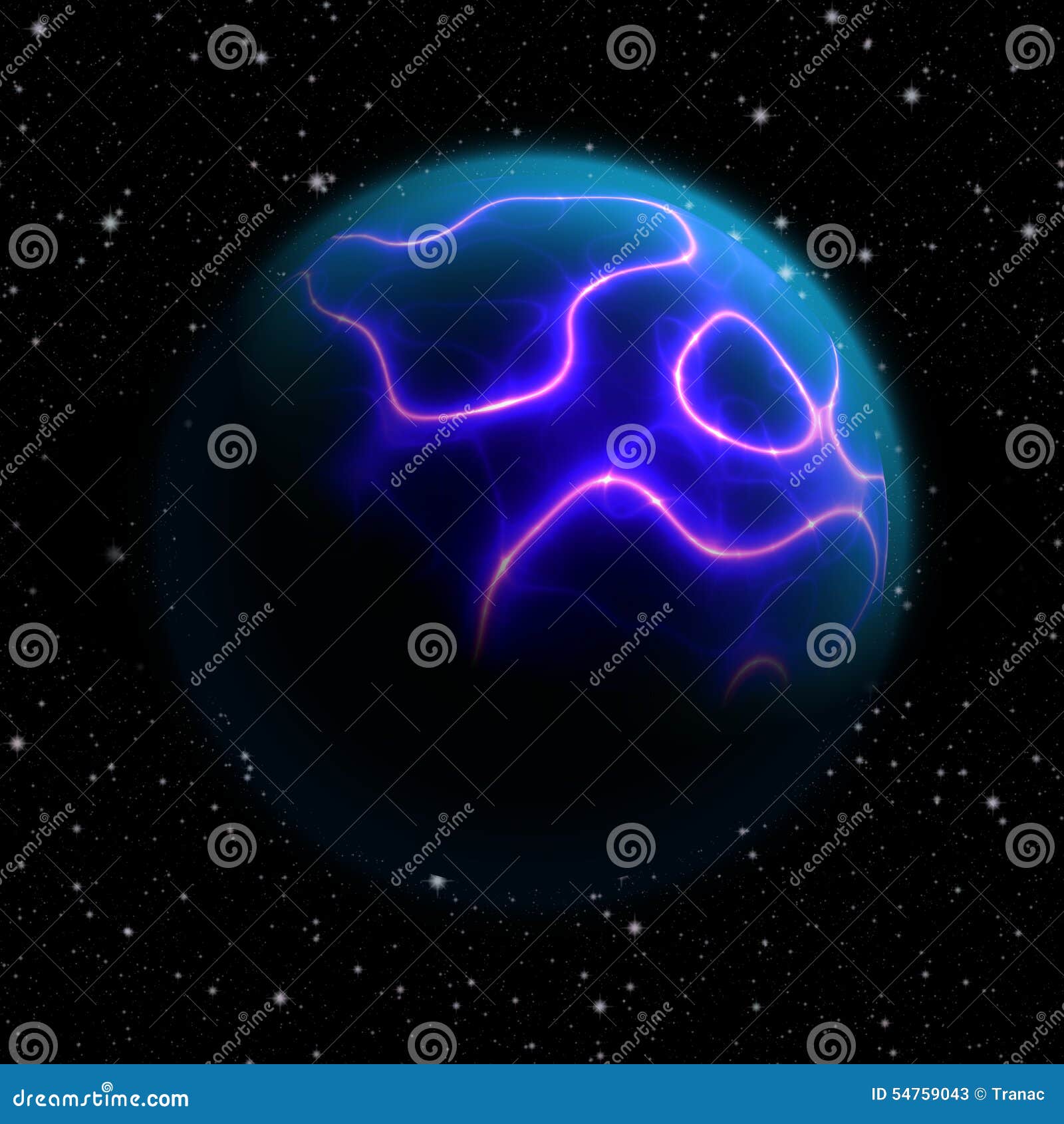 Abstract Planet with Massive Global Thunderstorm with Violet Plasma ...