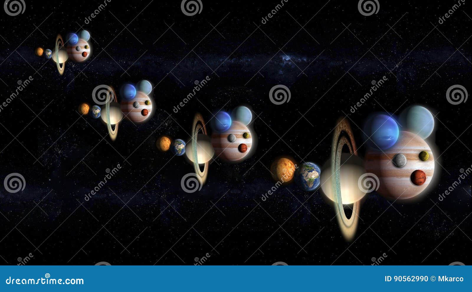 Abstract Planets Flying into the Space, Abstract Concept Stock ...
