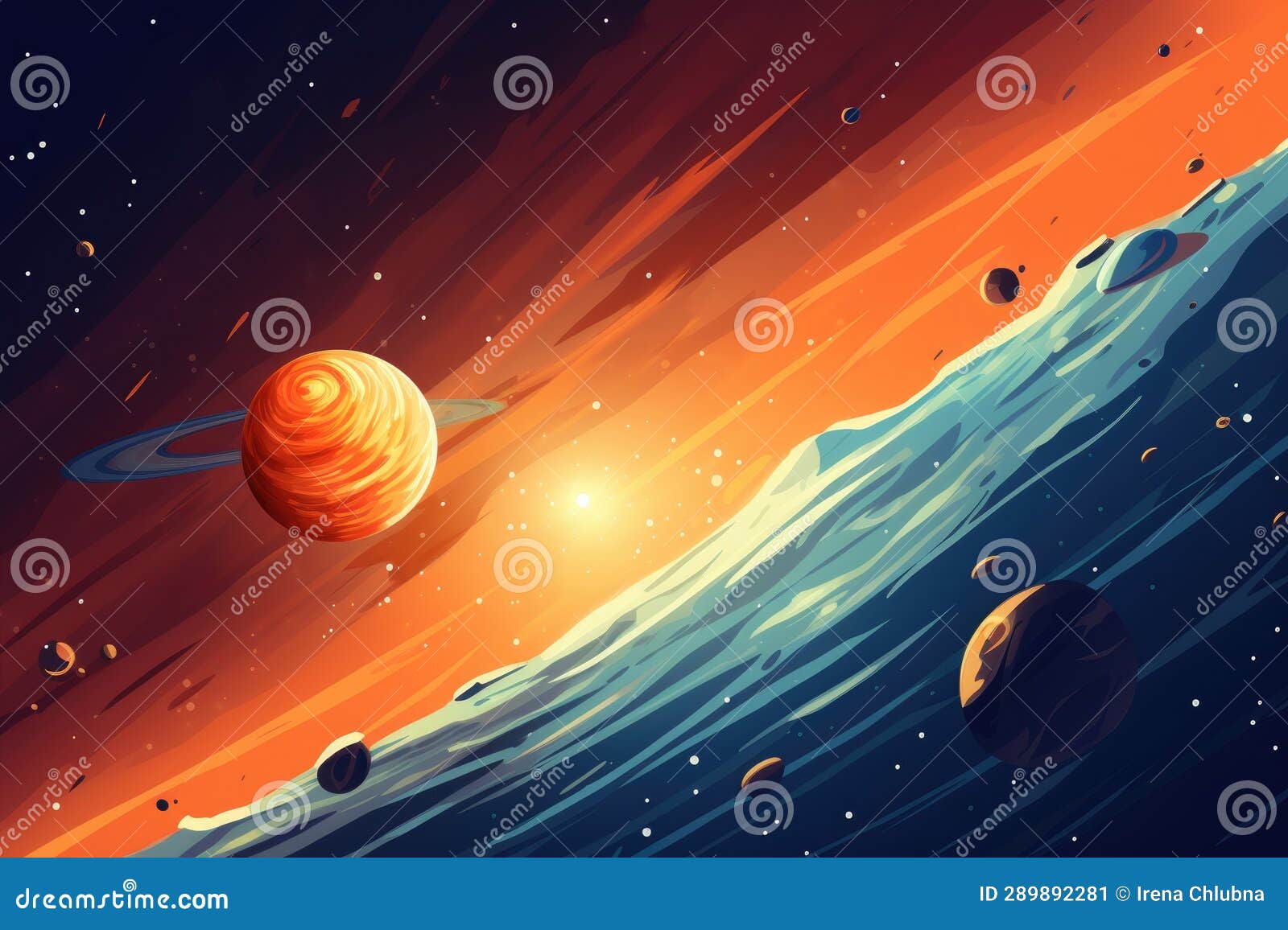 Abstract Planets and Space Background Stock Illustration - Illustration ...