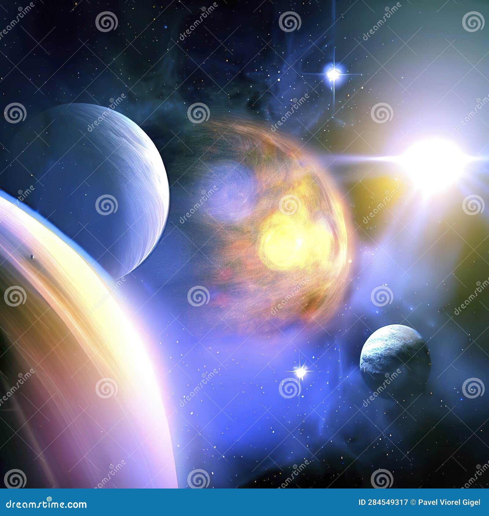 Abstract Planets and Space Background Stock Illustration - Illustration ...