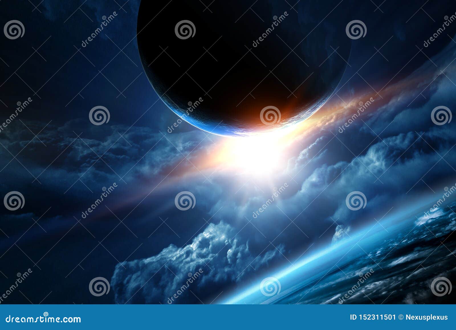 Abstract Planets and Space Background Stock Image - Image of moon ...