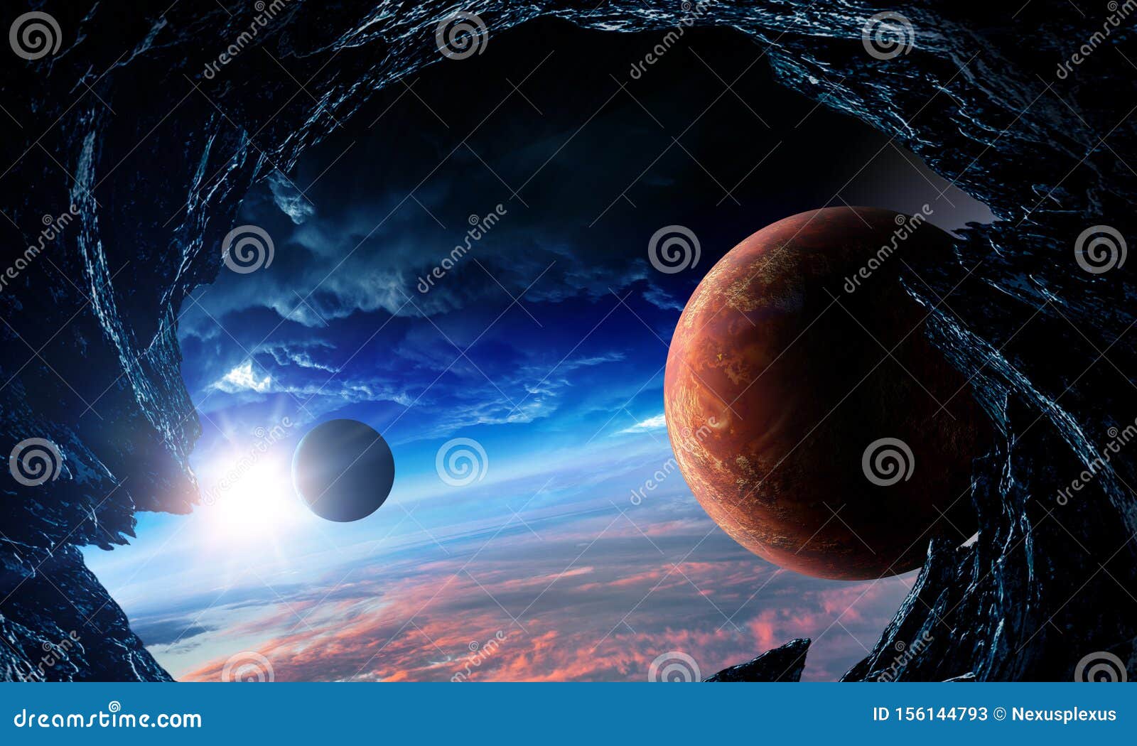Abstract Planets and Space Background Stock Illustration - Illustration ...