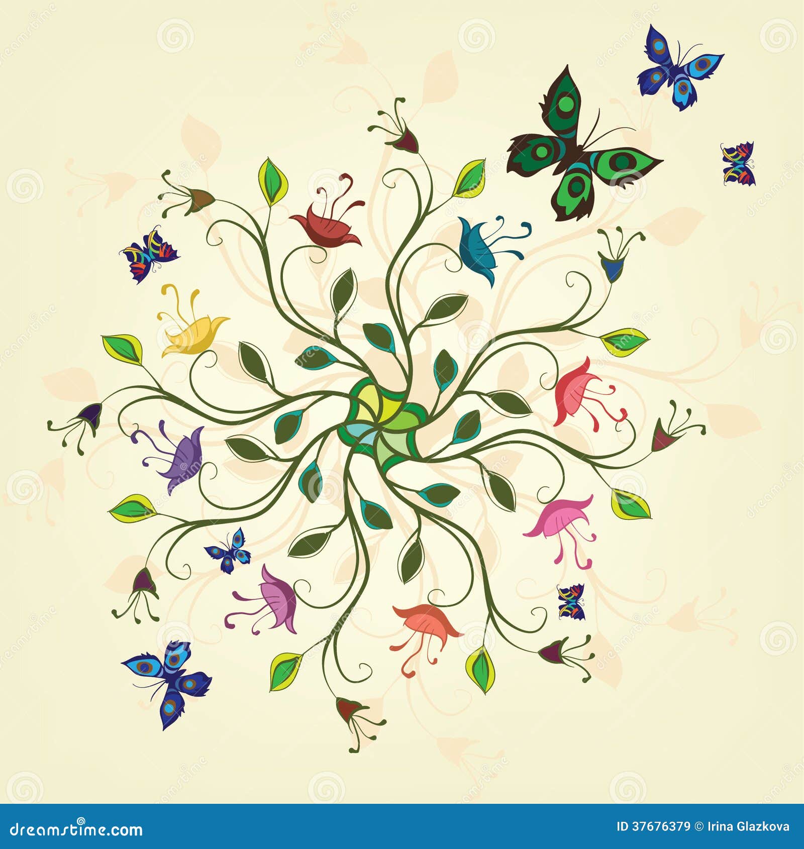 Abstract Plant In In Vibrant Bold Gradient Holographic Colors, Concept ...