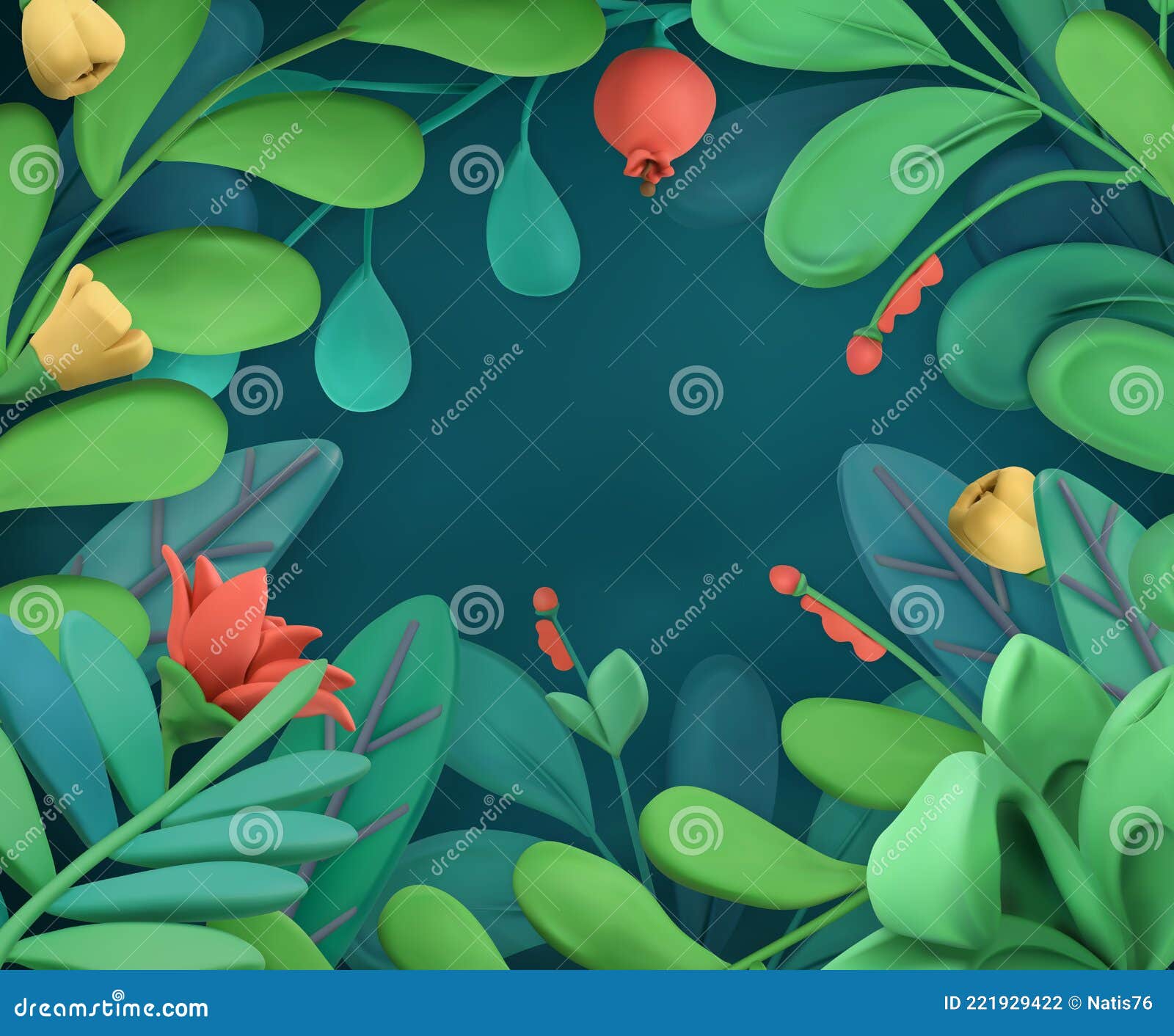 Abstract Plants Flat Vector Seamless Pattern. Minimalistic Foliage And ...