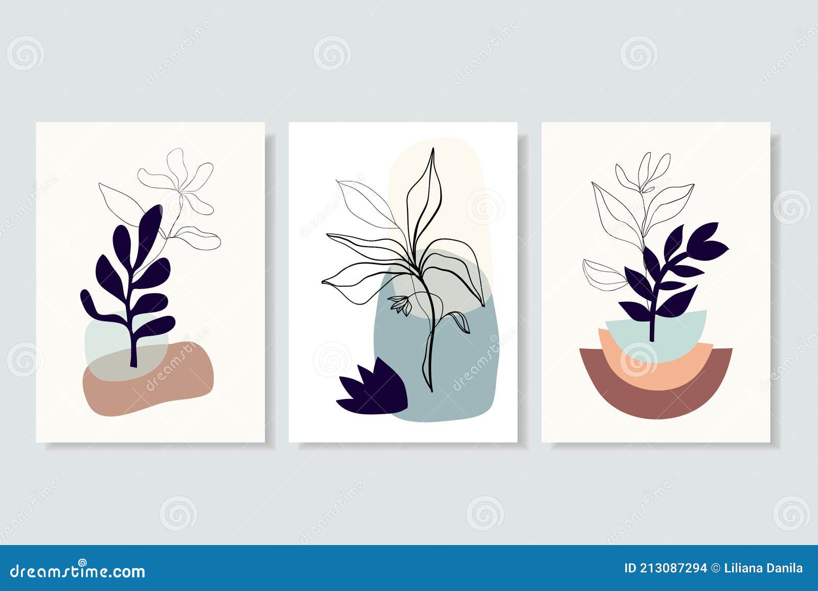 Set Of Abstract Posters With Cute Comic Vector Illustations. Love And ...