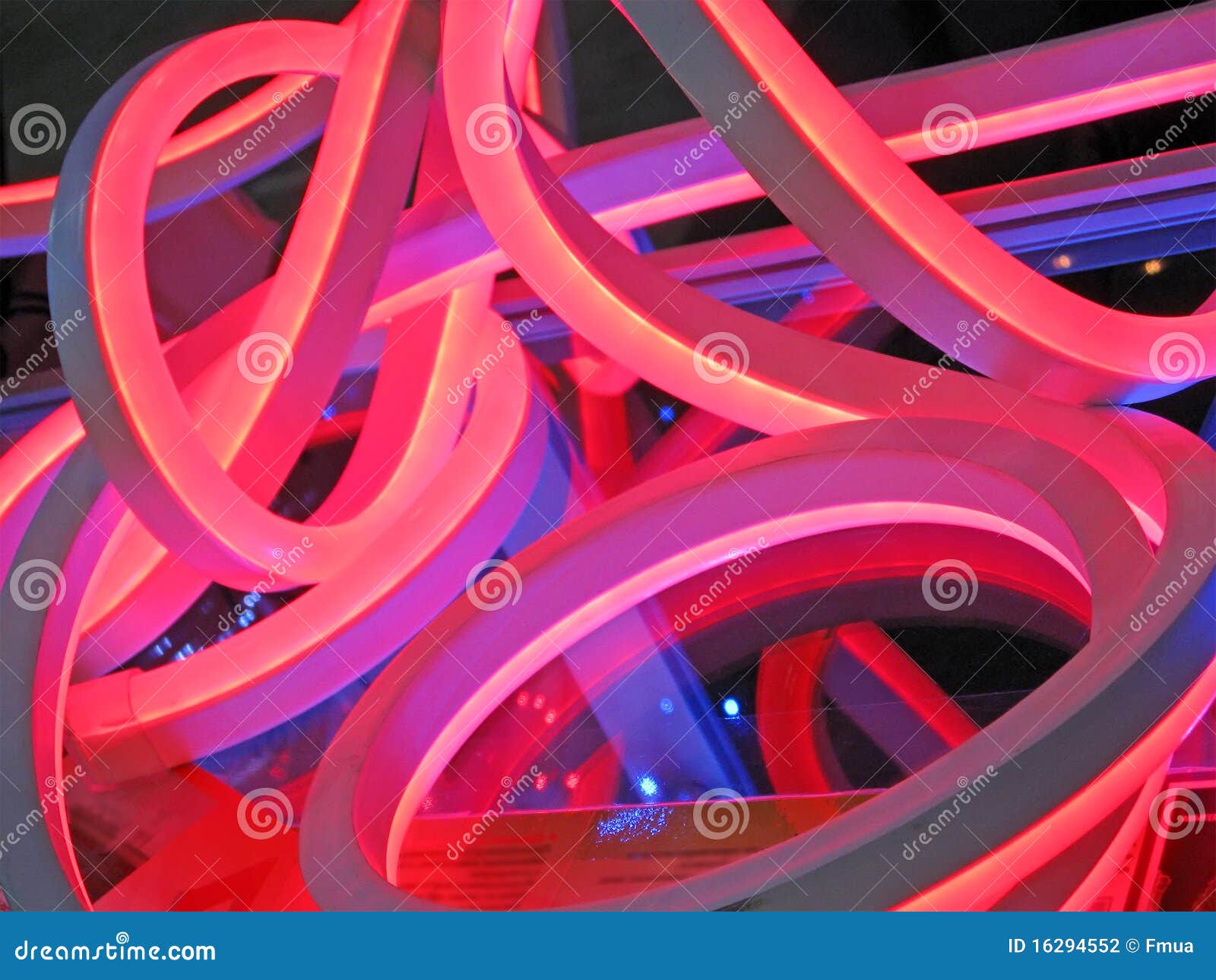 Abstract Red Plastic Led Tube, Twisted Flexible Lighting Construction ...