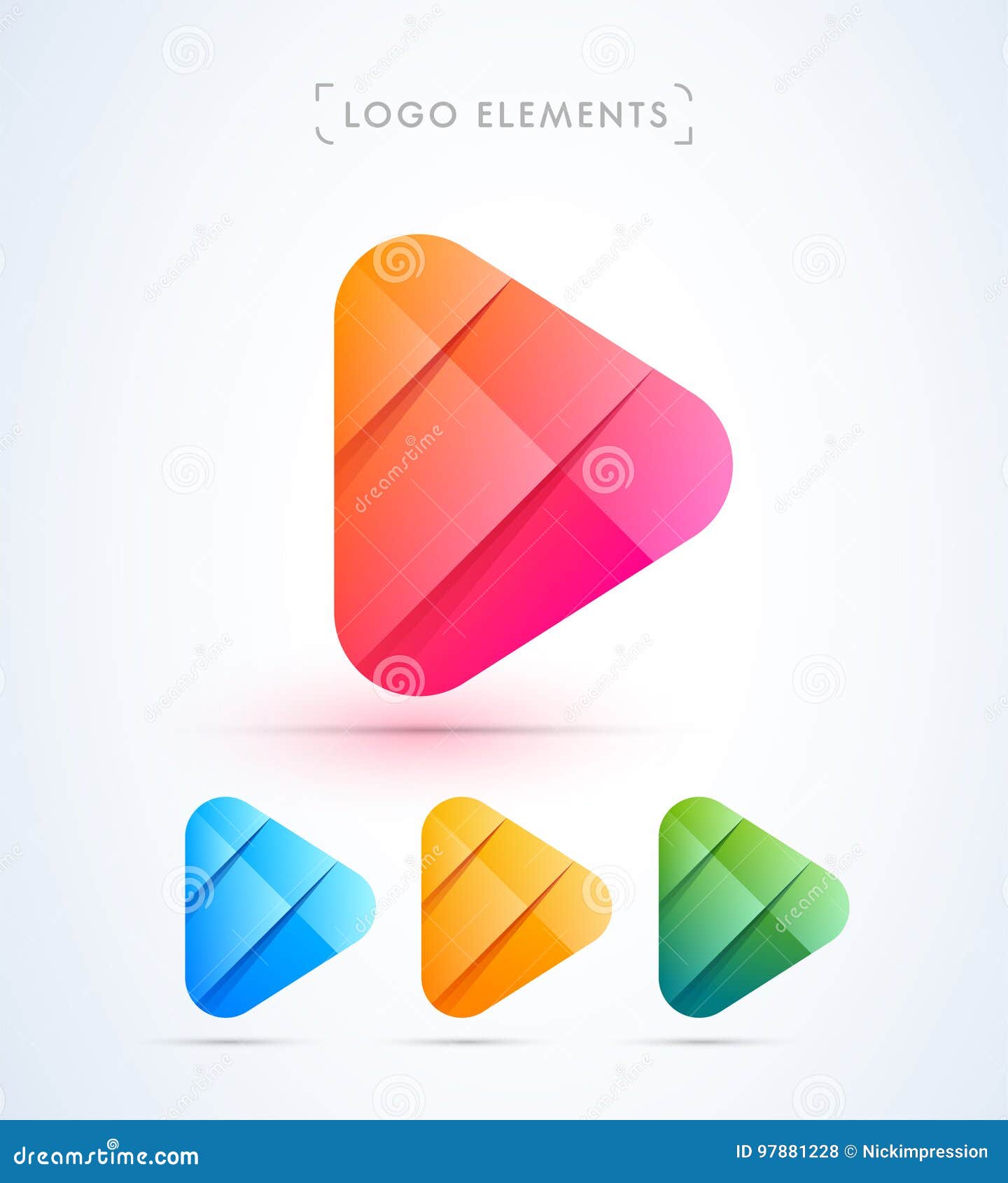 Abstract Play Button Logo Template. Material Design Style Stock Vector ...