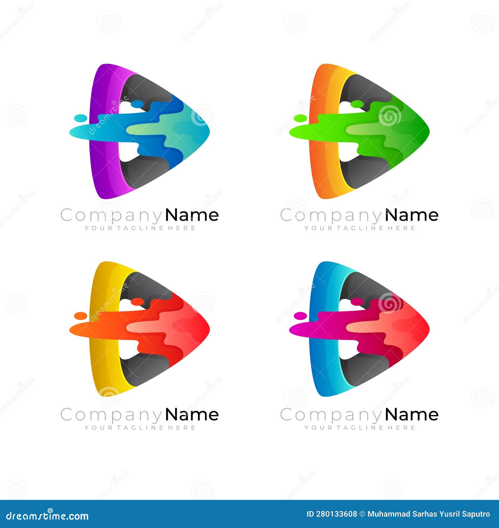 Abstract Play Logo and Swoosh Design Colorful, 3d Style Stock Vector ...