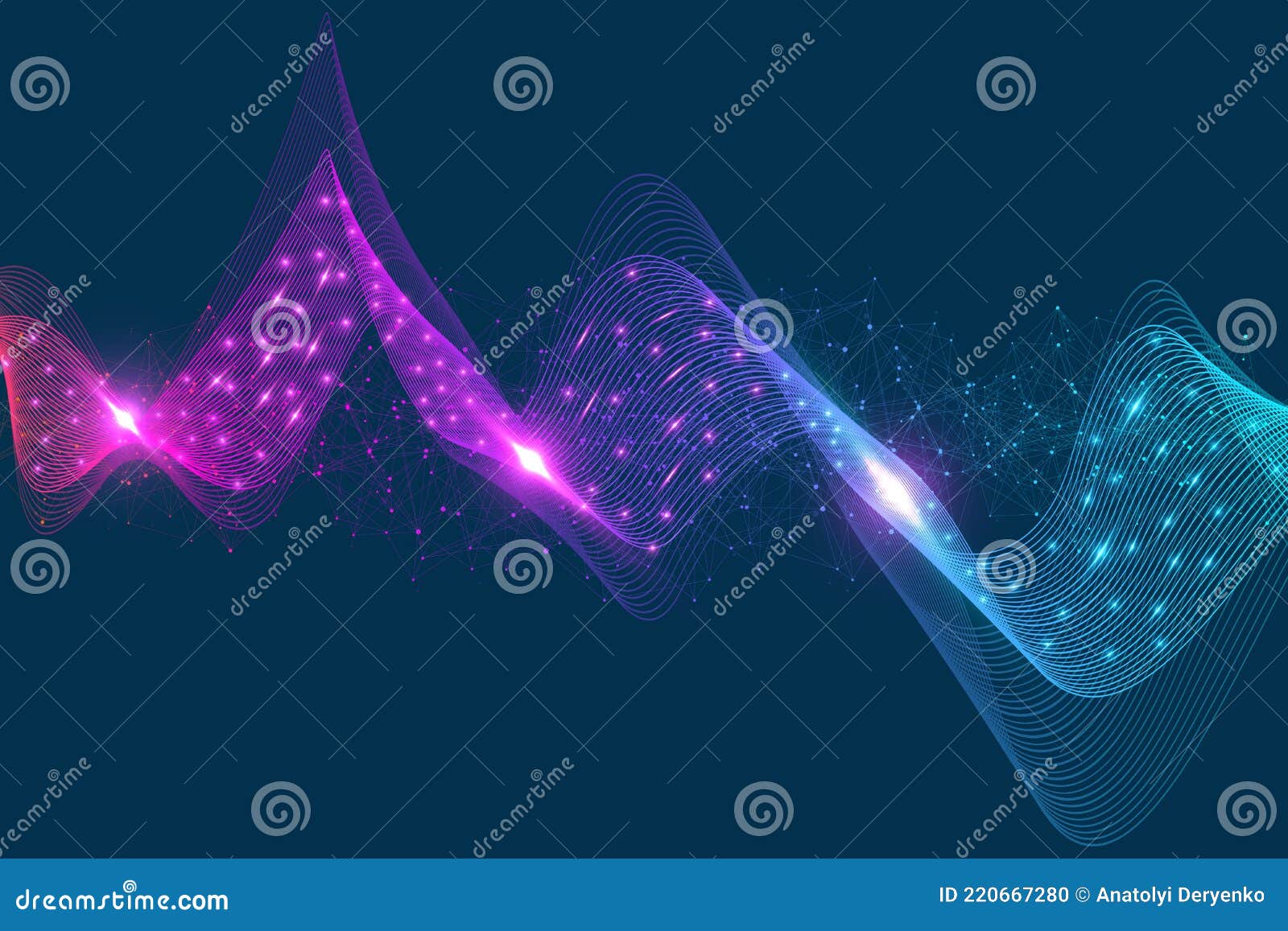 Abstract Plexus Background with Connected Lines and Dots. Wave Flow Stock Illustration ...