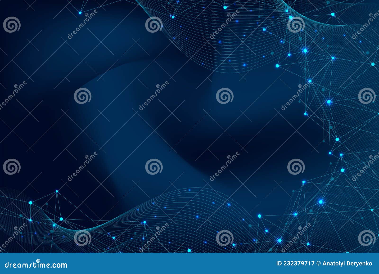Abstract Plexus Background with Connected Lines and Dots. Wave Flow ...