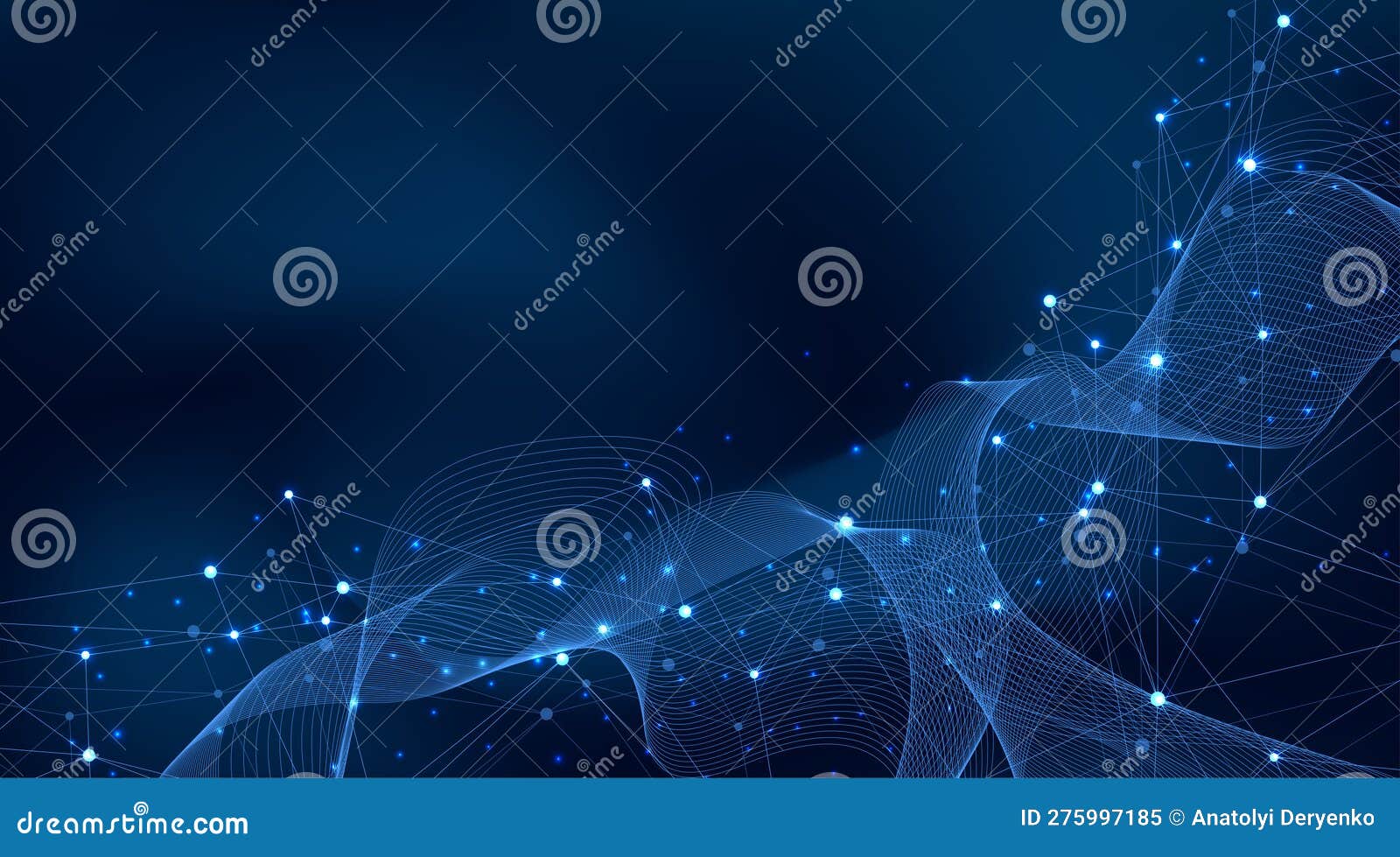 Abstract Plexus Background with Connected Lines and Dots. Wave Flow Stock Illustration ...