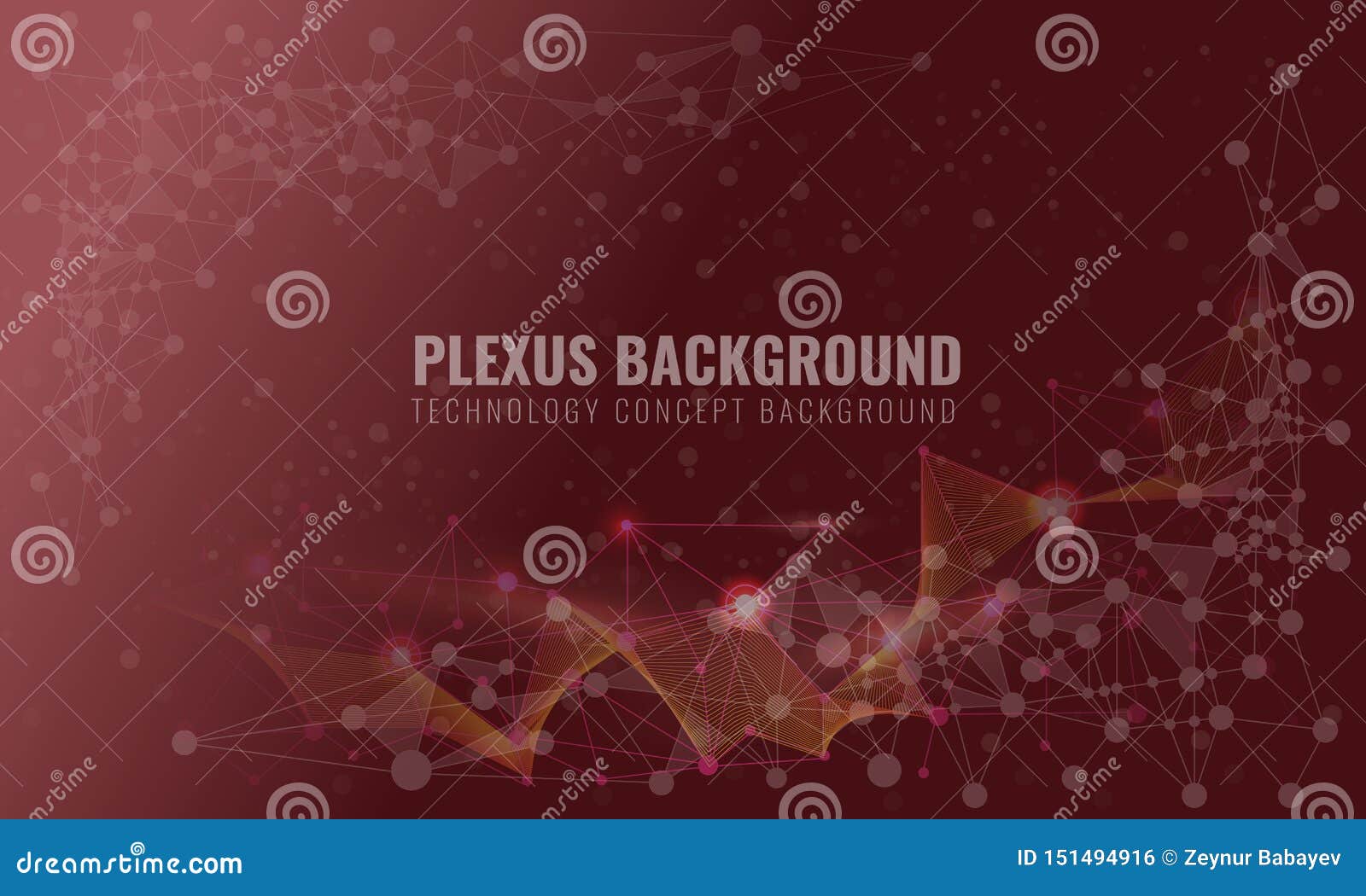 Abstract Plexus Background with Connected Lines and Dots. Wave Flow for ...