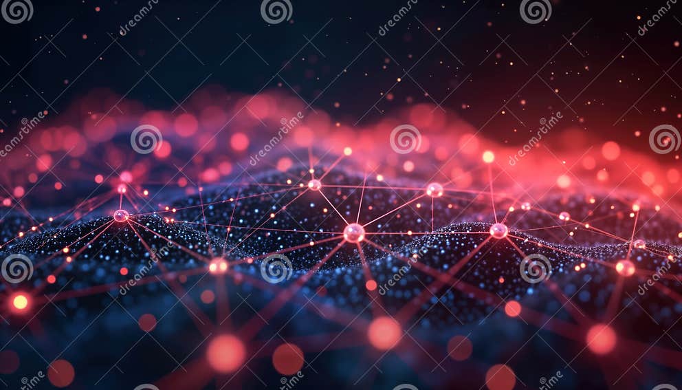 Abstract Plexus Network Glows. Data Connections Form Complex Structure. Futuristic Tech ...