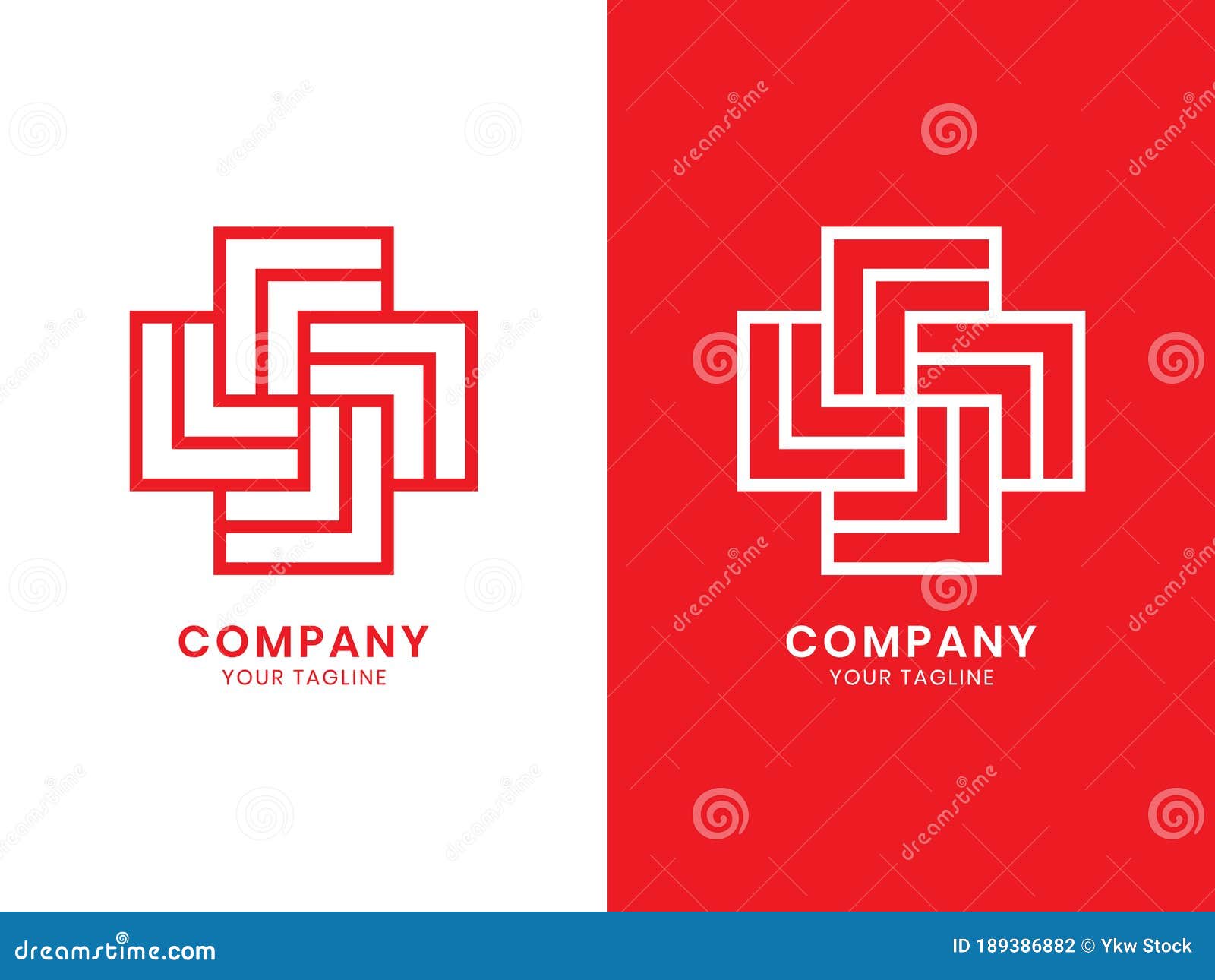 Abstract Red Plus Logo in Two Variations. Modern, Luxury and Minimalist ...