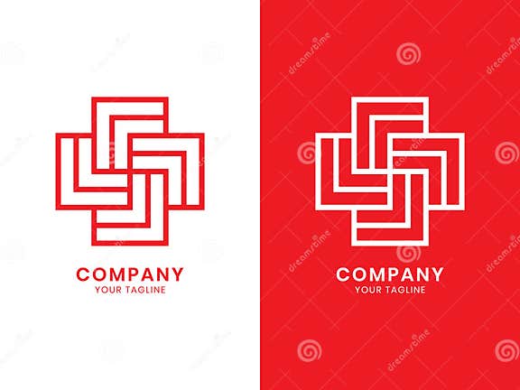 Abstract Red Plus Logo in Two Variations. Modern, Luxury and Minimalist ...
