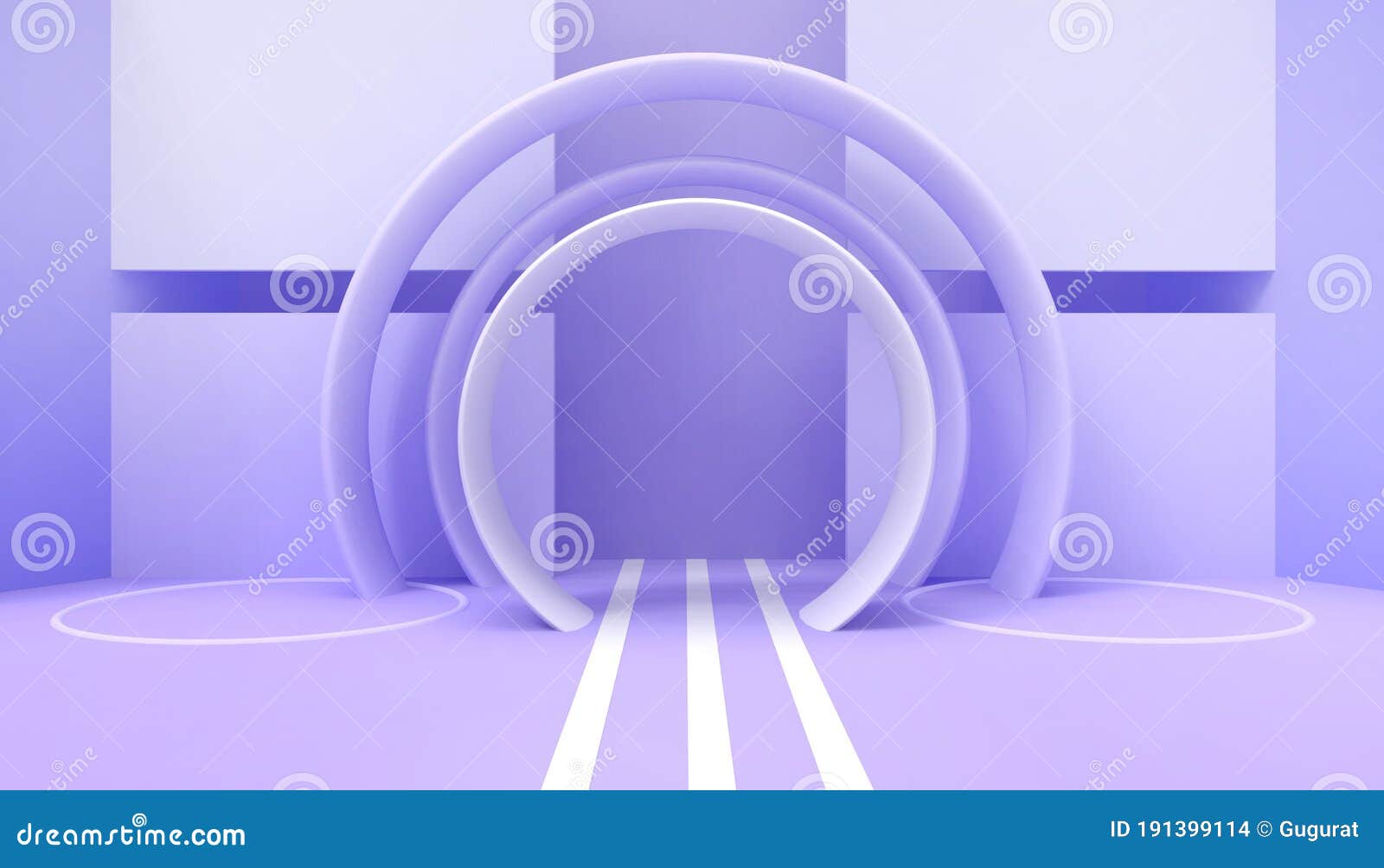 Blue Monotone Concept Living Room Interior With Open Space And Split ...