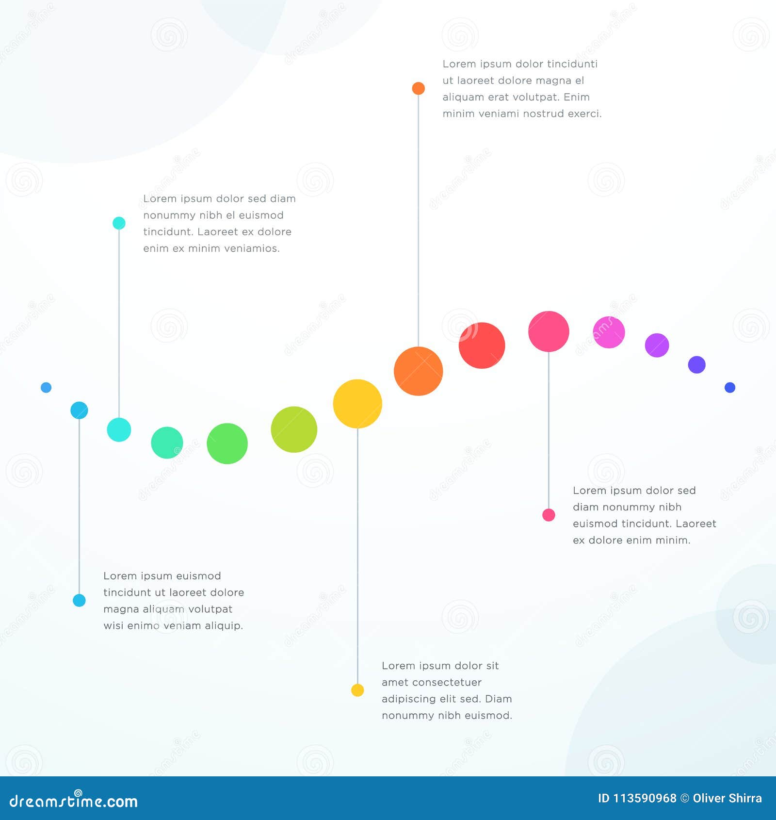 Abstract 5 Point Colorful Flat Horizontal Timeline Stock Vector ...