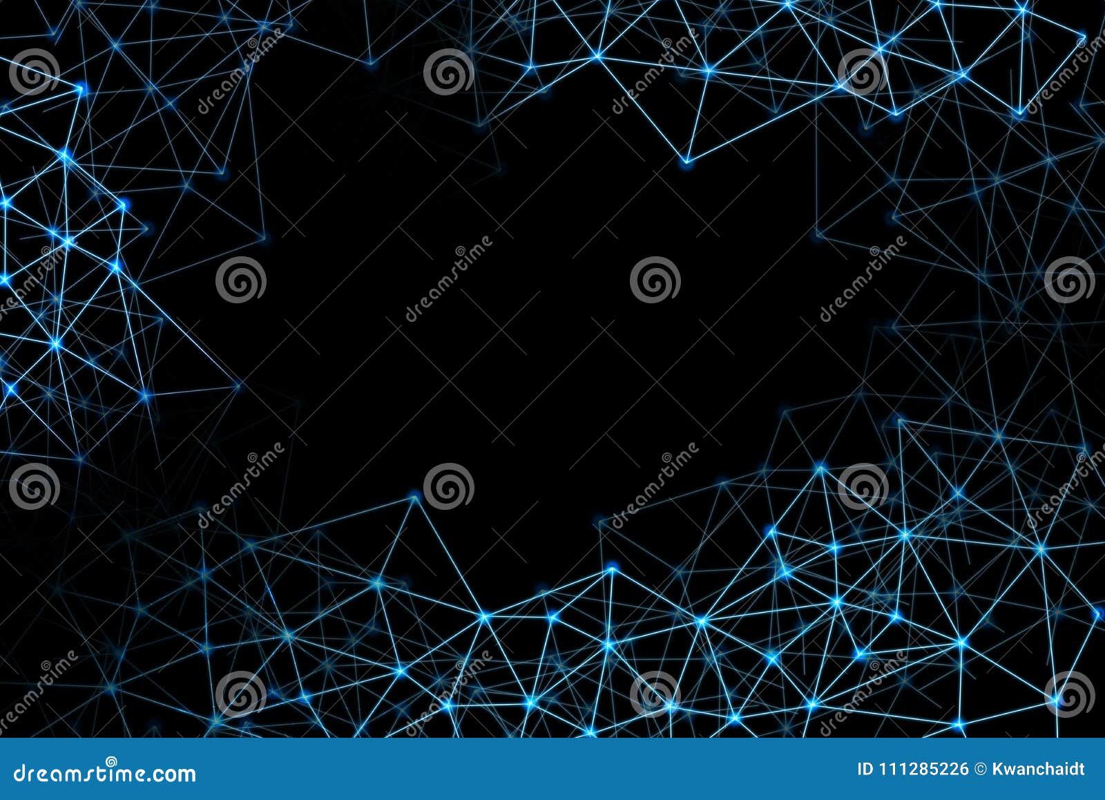 Abstract Polygon Blue Line on Black Background Stock Illustration ...