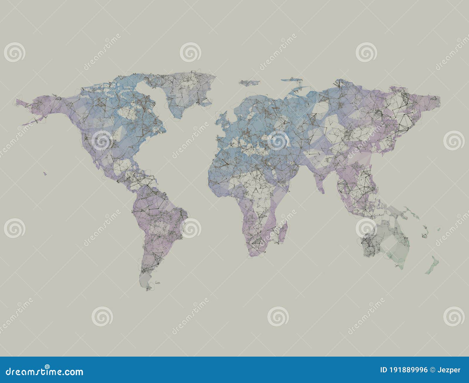 Abstract Polygon 3d Render World Map Stock Illustration - Illustration ...
