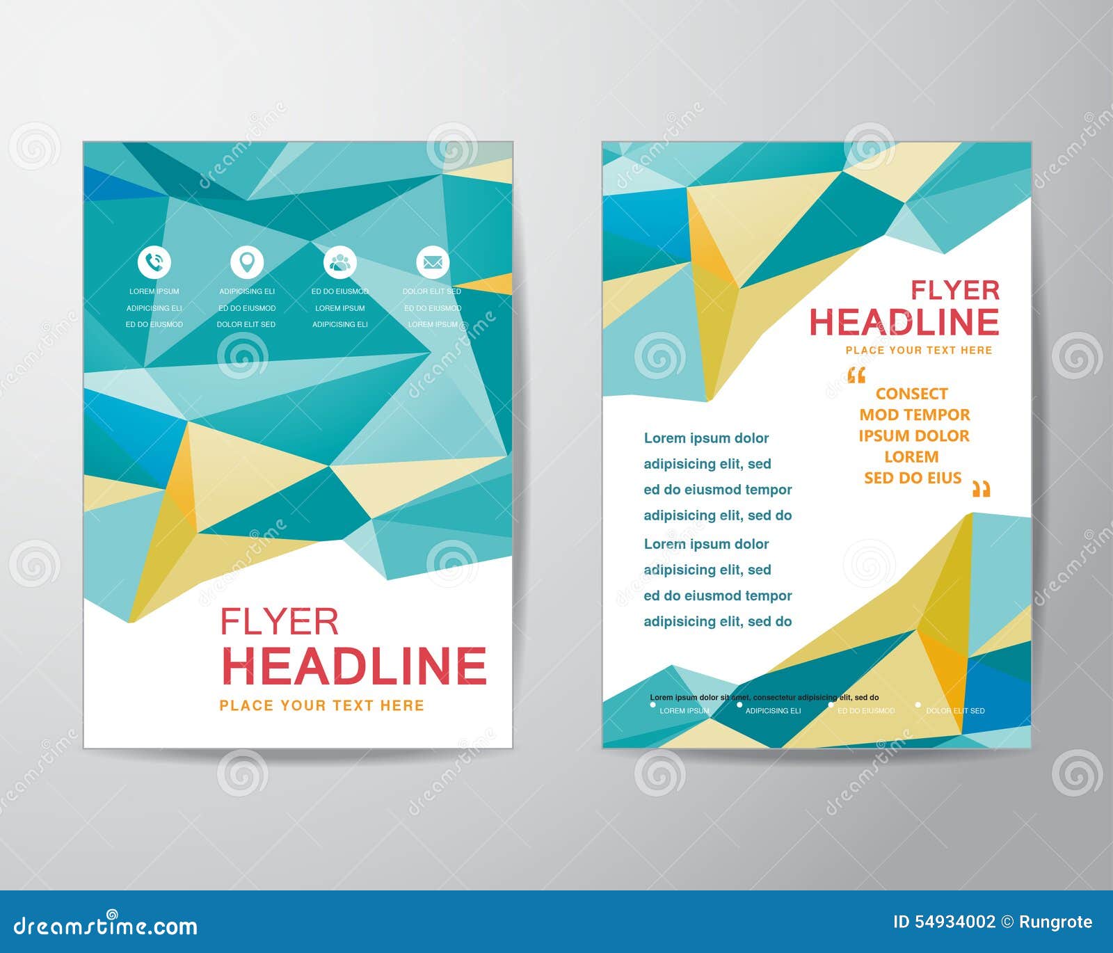 Abstract Polygon Design Template Layout for Brochure Flyer in A4 Size ...