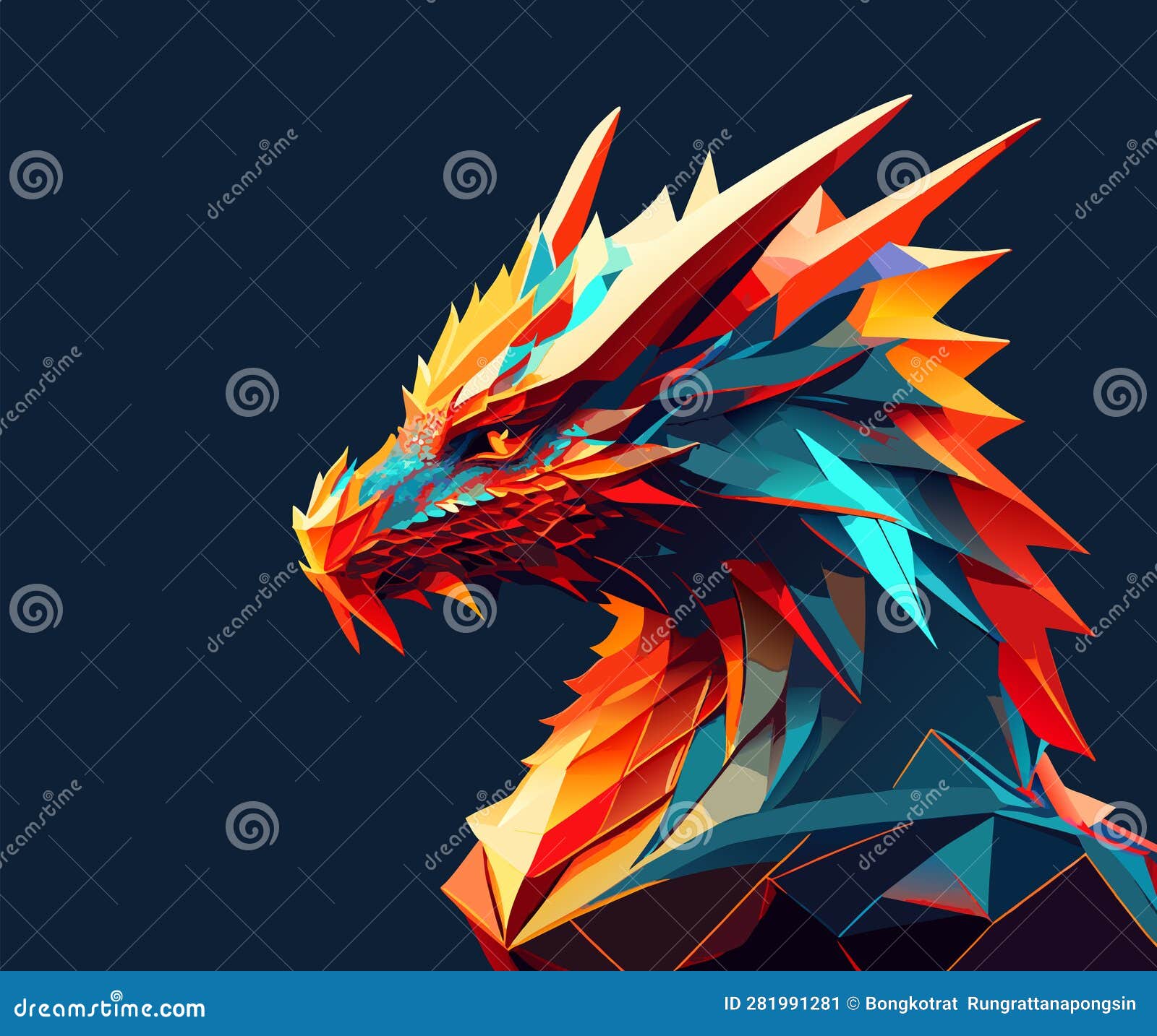 Abstract Polygon of Dragon Vector Stock Vector - Illustration of dragon ...