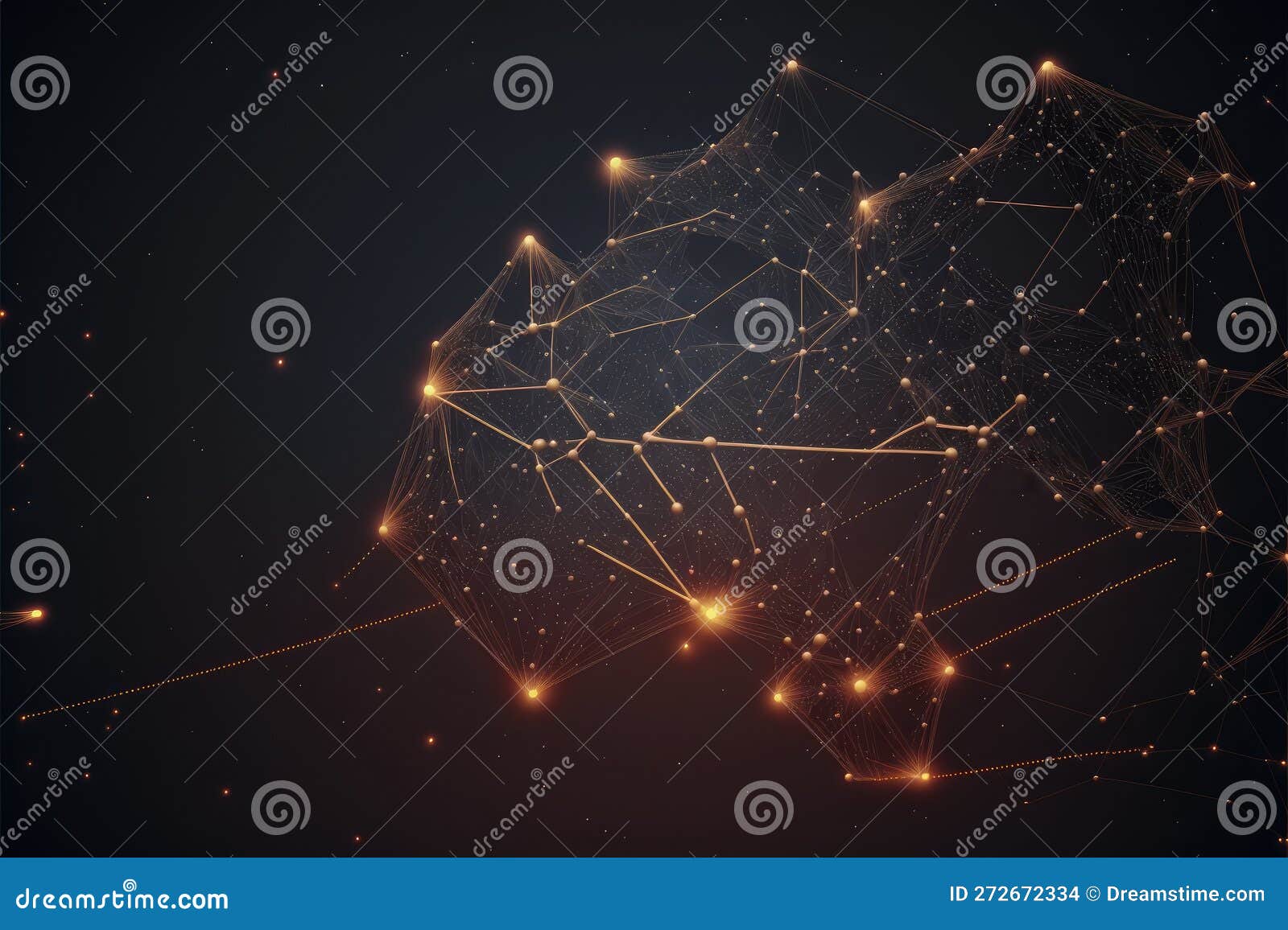 Abstract of Polygon Space in Darkness. Concept of Molecules Geometric ...