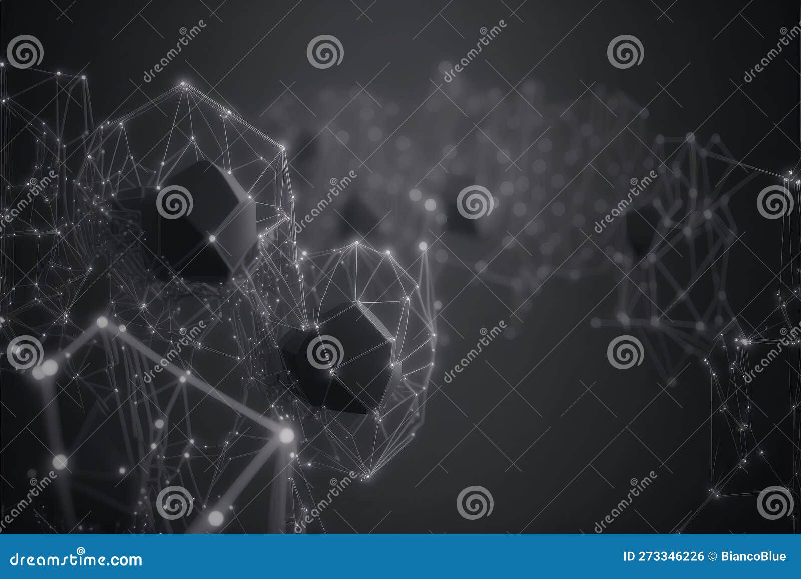 Abstract of Polygon Space in Darkness. Concept of Molecules Geometric ...