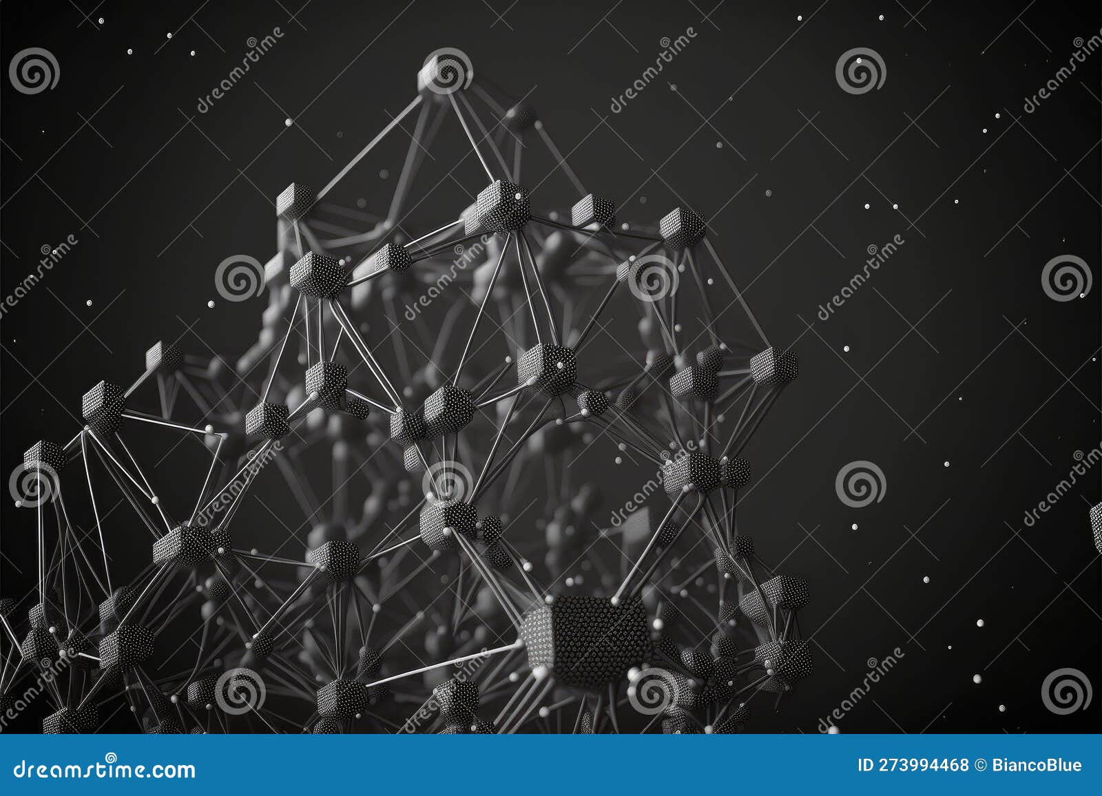 Abstract of Polygon Space in Darkness. Concept of Molecules Geometric ...