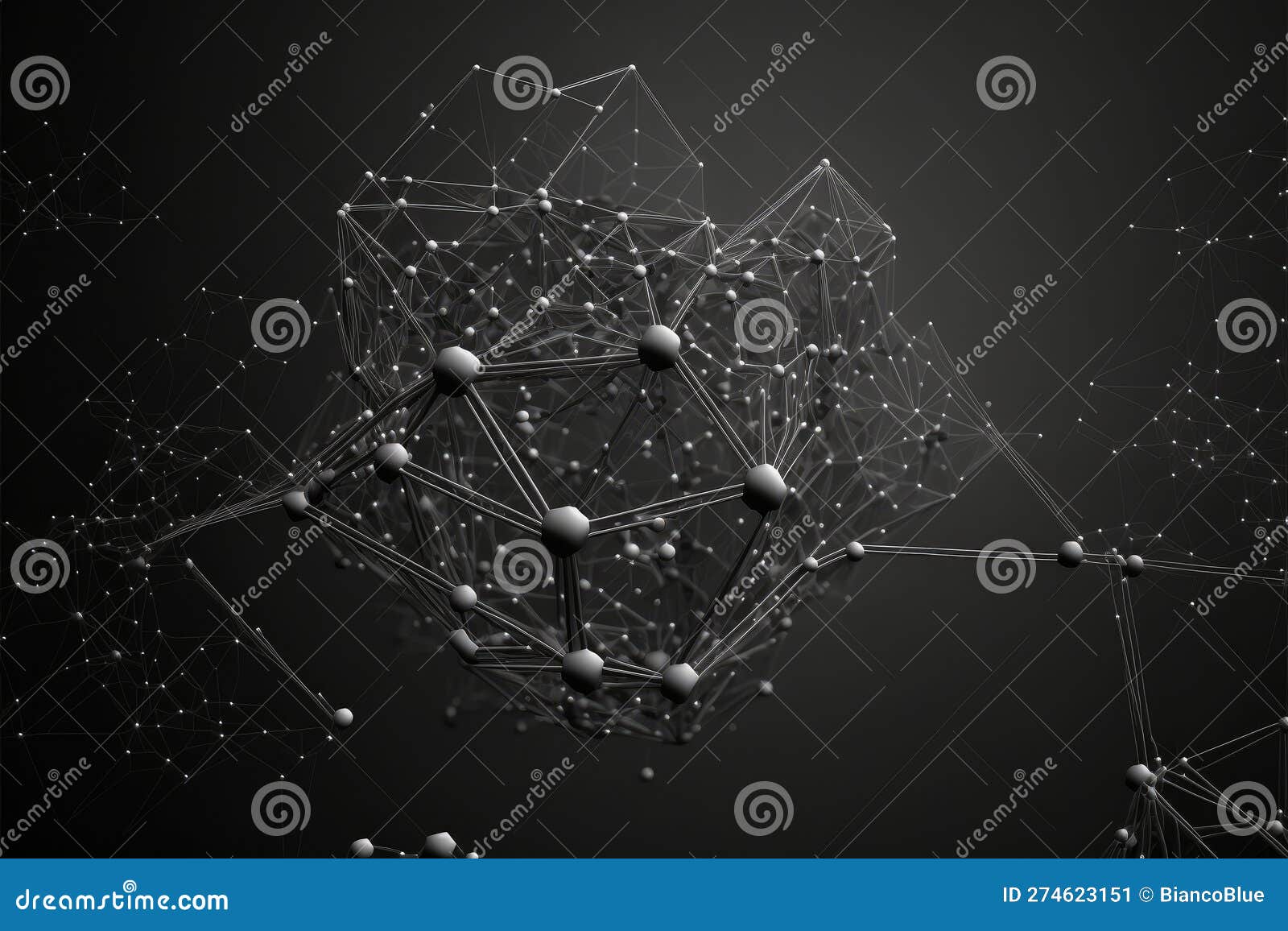 Abstract of Polygon Space in Darkness. Concept of Molecules Geometric ...