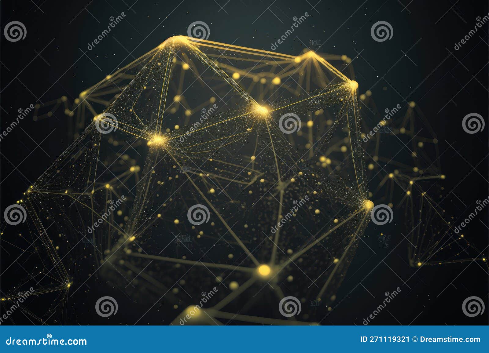Abstract of Polygon Space in Darkness. Concept of Molecules Geometric ...