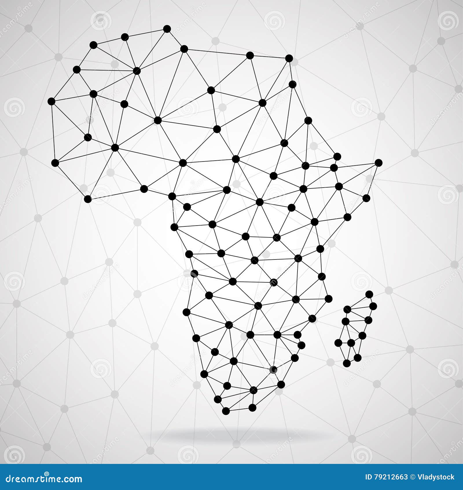 Abstract Polygonal Africa Map with Dots and Lines, Network Connections ...
