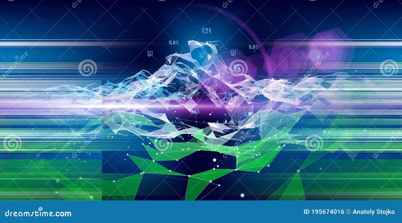 Abstract Polygonal Artificial Intelligence Data. Analytics Algorithms Banner for Science ...