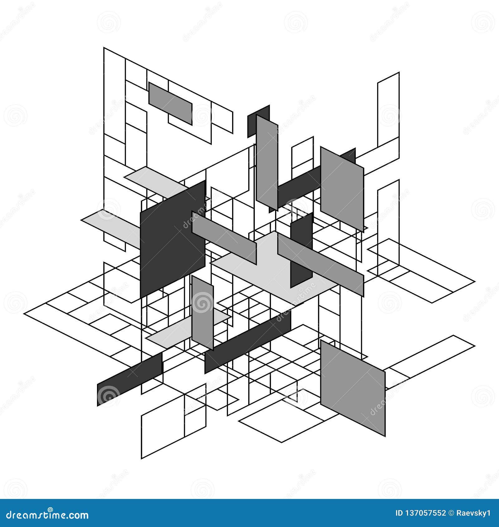 Abstract Polygonal Background with Rectangular Shapes in Perspective ...