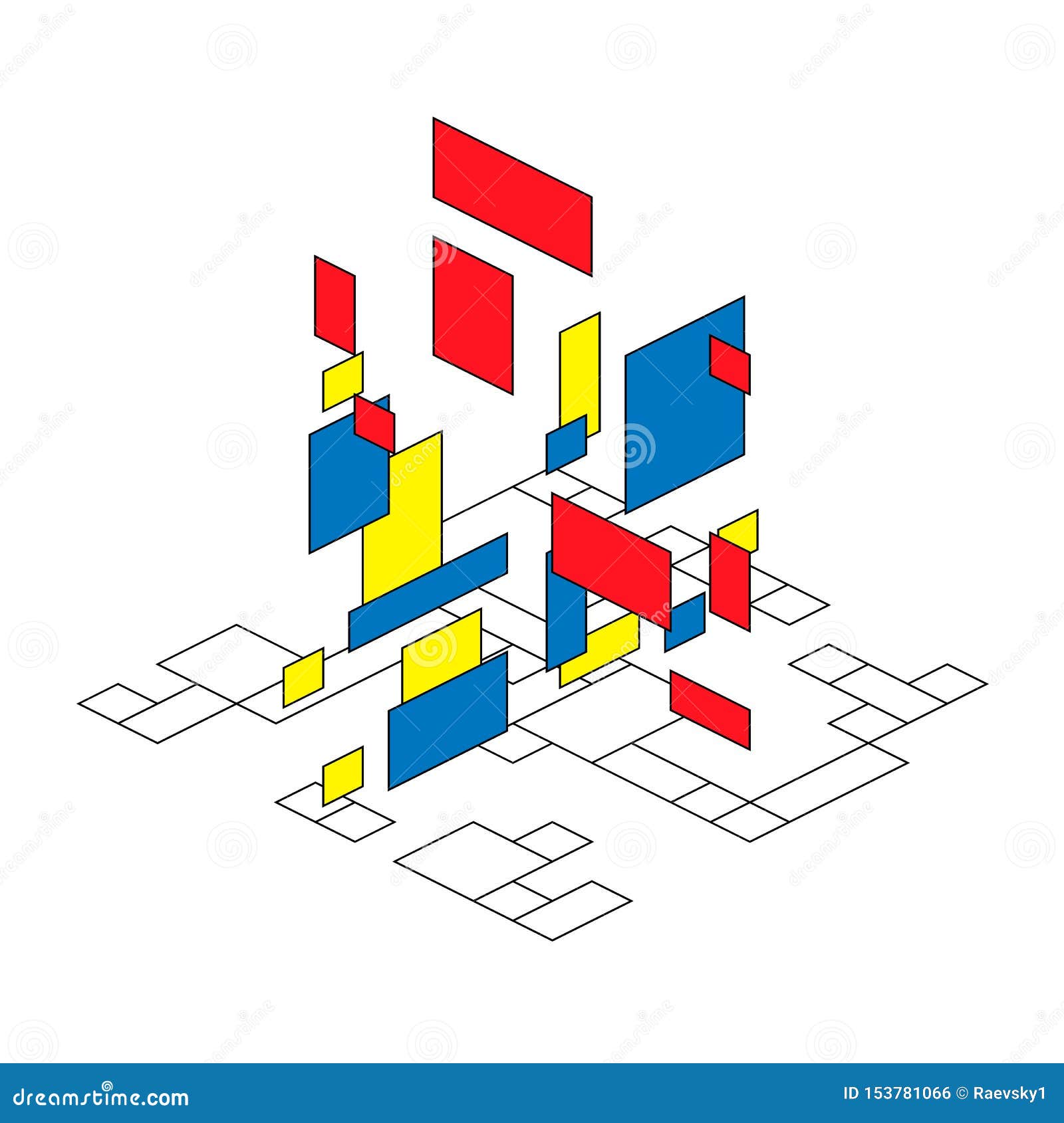 Abstract Polygonal Background with Rectangular Shapes in Perspective ...