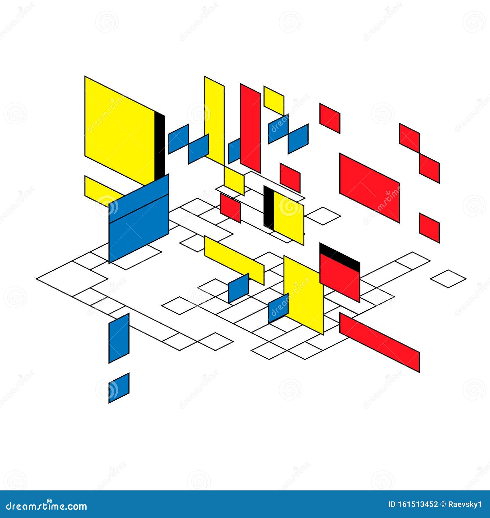 Background De Stijl Art Abstract Rounds And Cartoon Vector ...