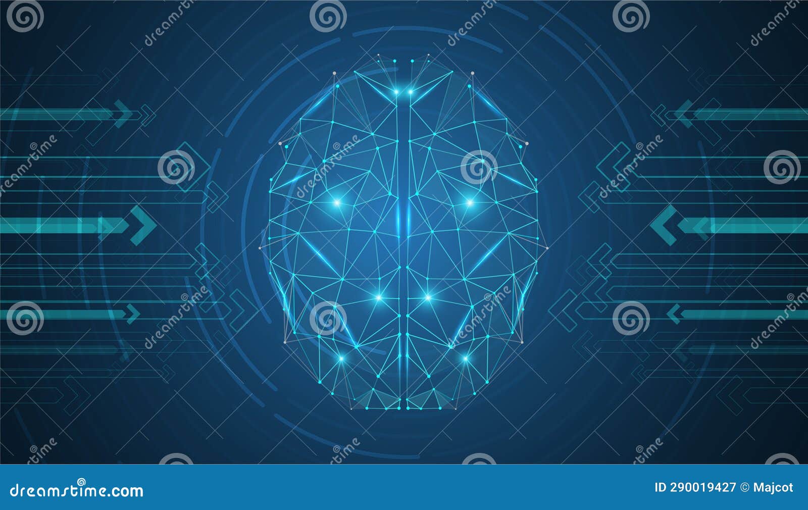 Abstract polygonal brain stock vector. Illustration of intellect - 290019427