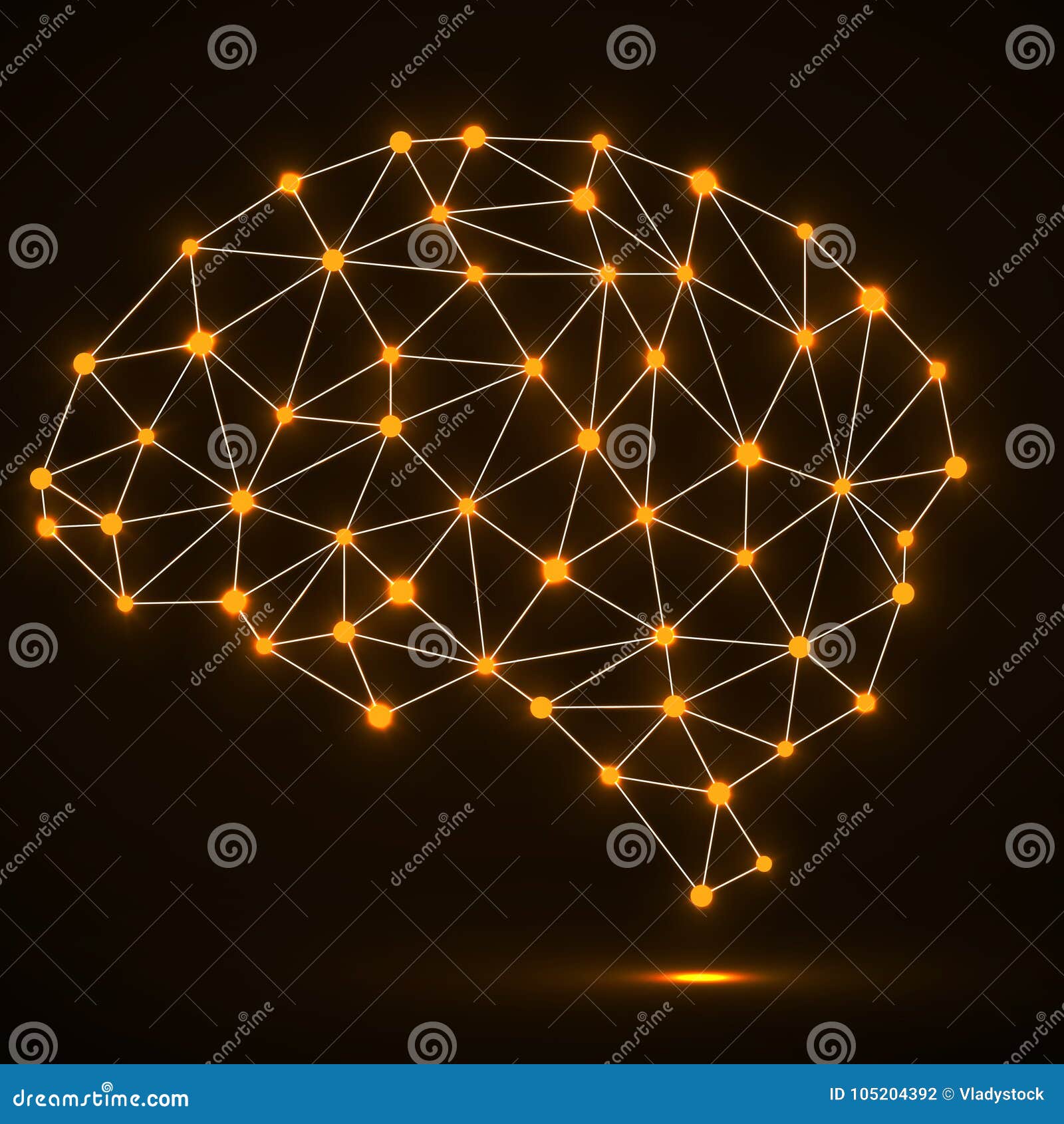 Abstract Polygonal Brain with Glowing Dots and Lines Stock Vector ...