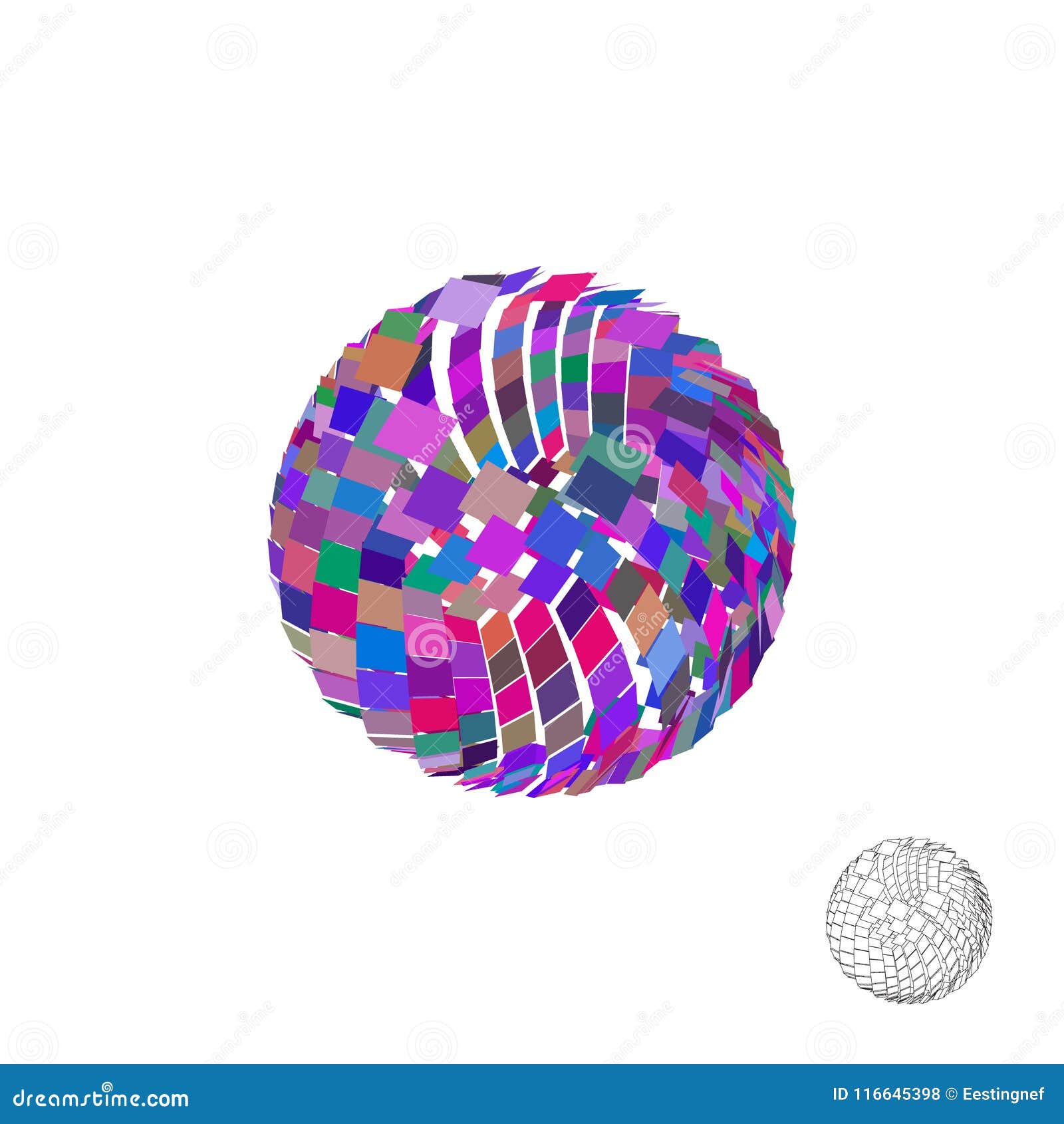 Abstract Polygonal Broken Sphere. 3d Vector Colorful Illustration ...
