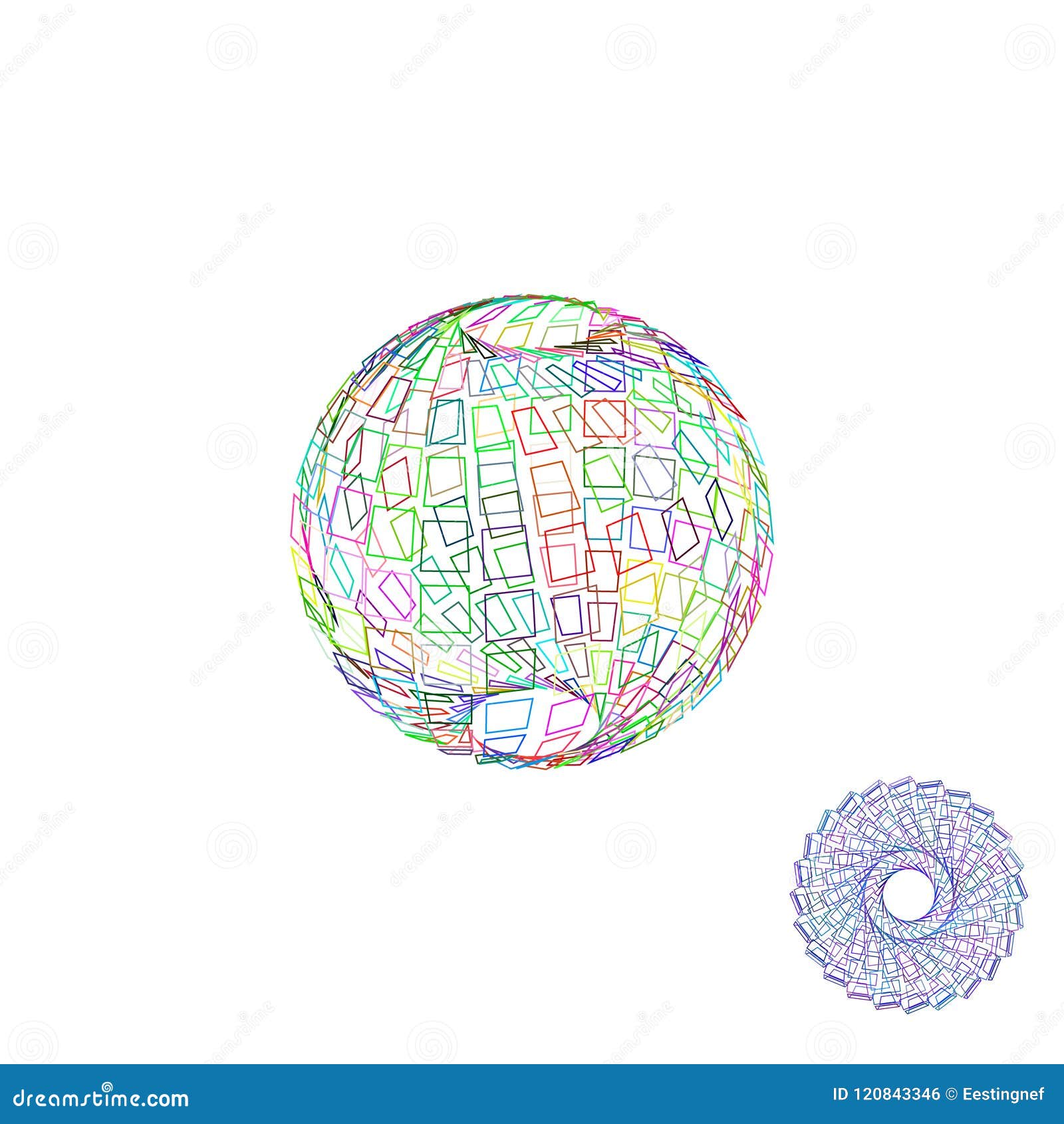 Abstract Polygonal Broken Sphere.Vector Outline Colorful Illustration ...