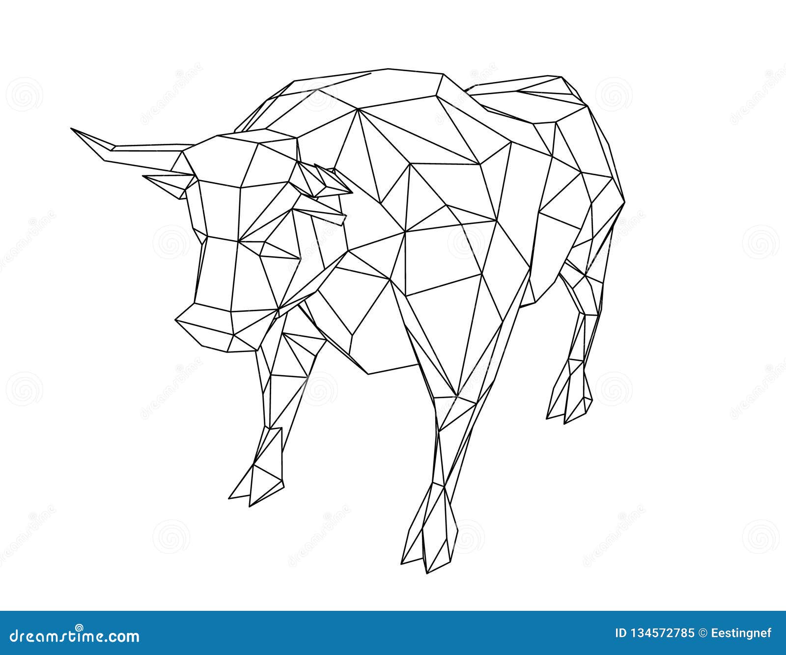 Abstract Polygonal Bull. Isolated on White Background. Vector ...