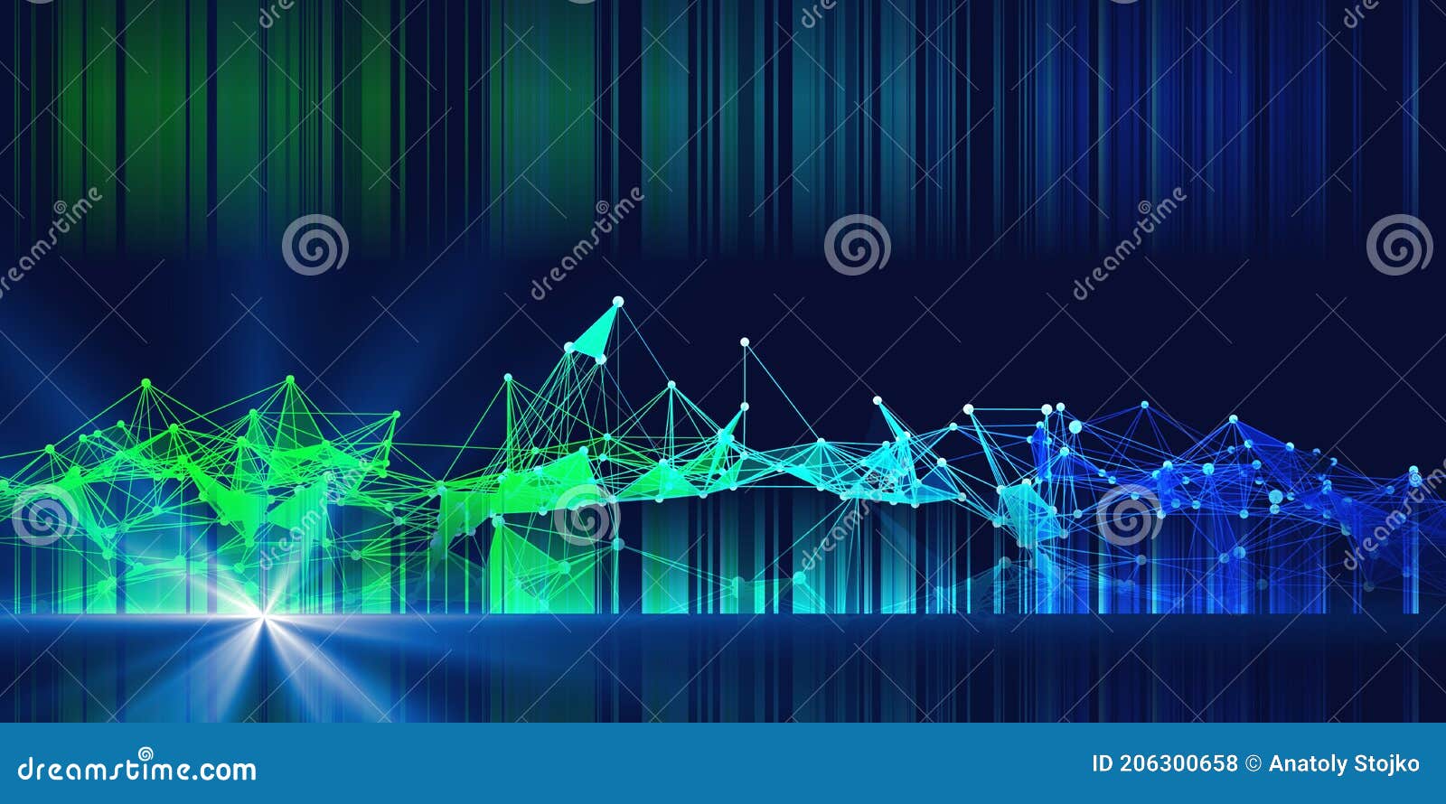 Abstract Polygonal Color Grid with Blurred Lines and Spot on Blue ...