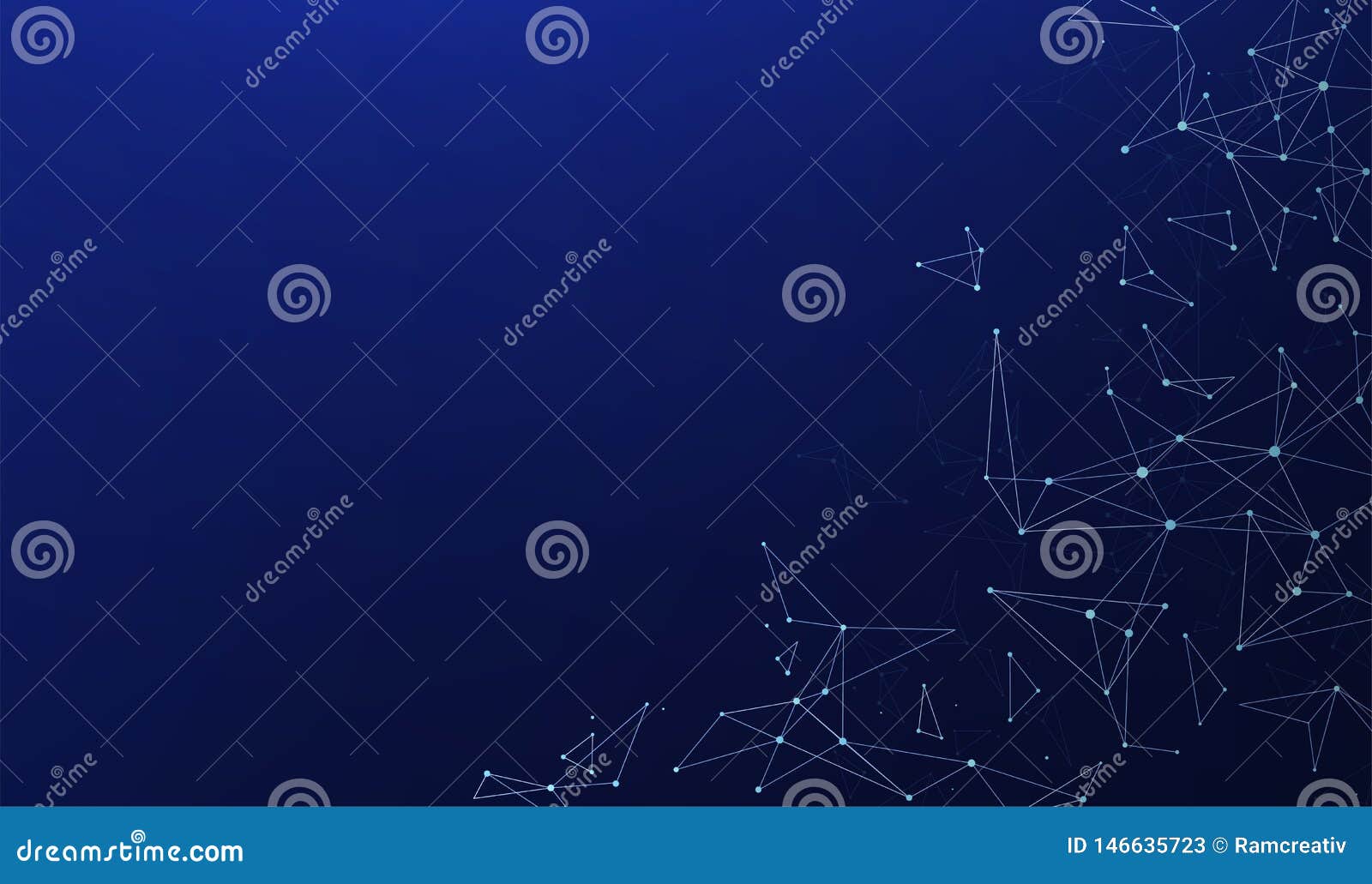 Abstract Polygonal Connections with Connecting Dots and Lines on a Blue ...