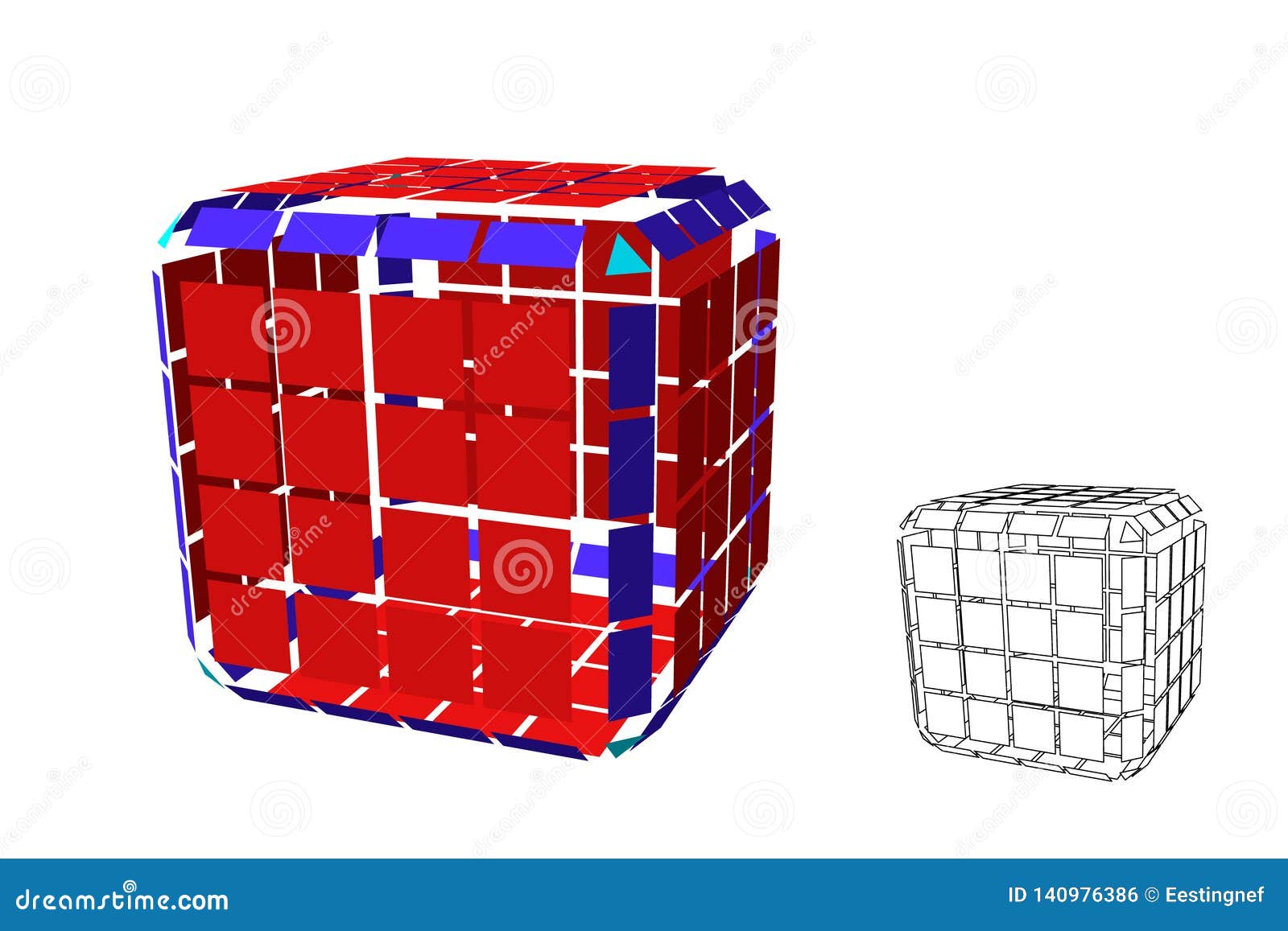 Abstract Polygonal Cube with Cuts. 3d Vector Illustration Stock Vector ...