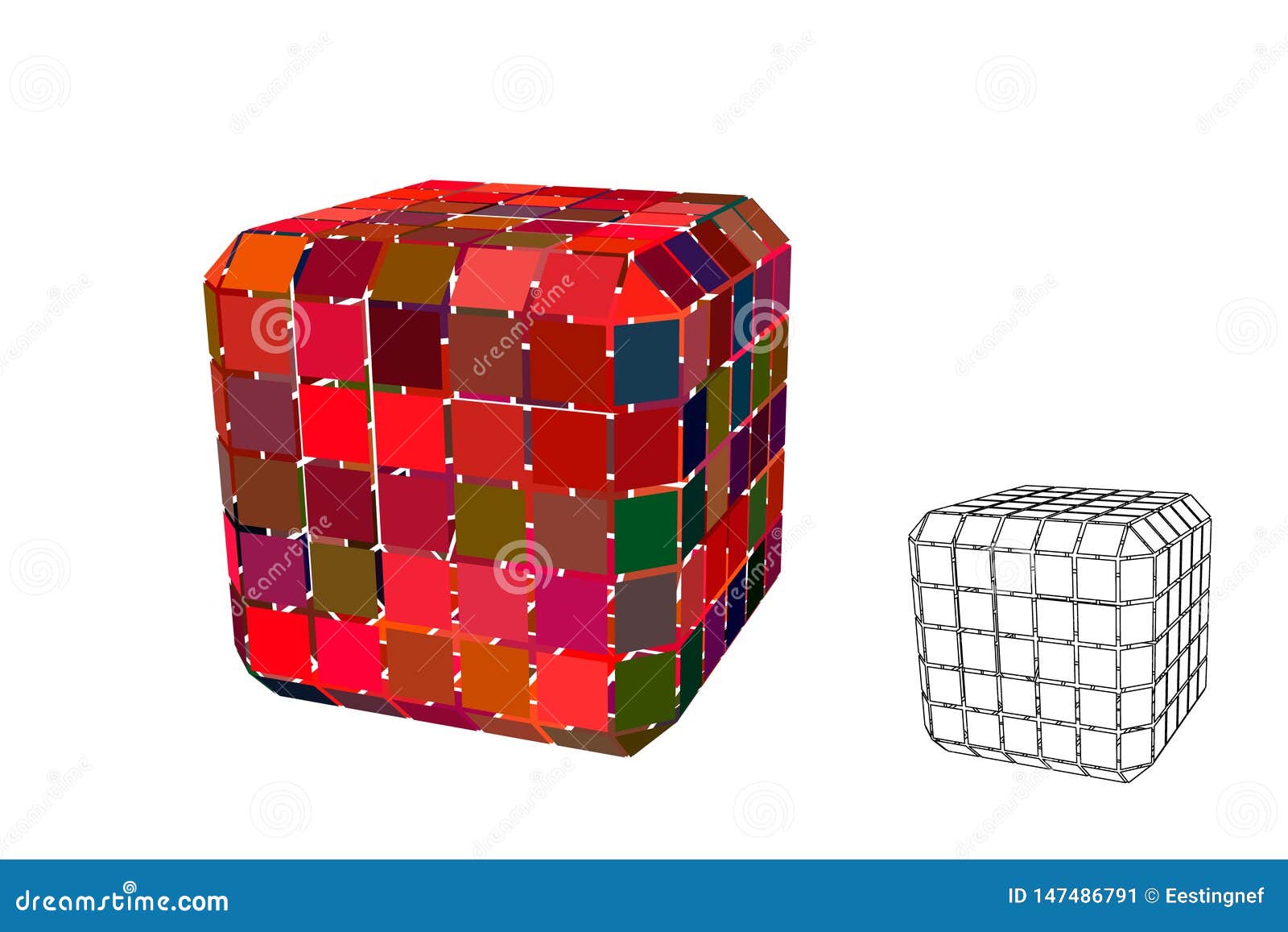 Abstract Polygonal Cube with Cuts. 3d Vector Illustration Stock Vector ...